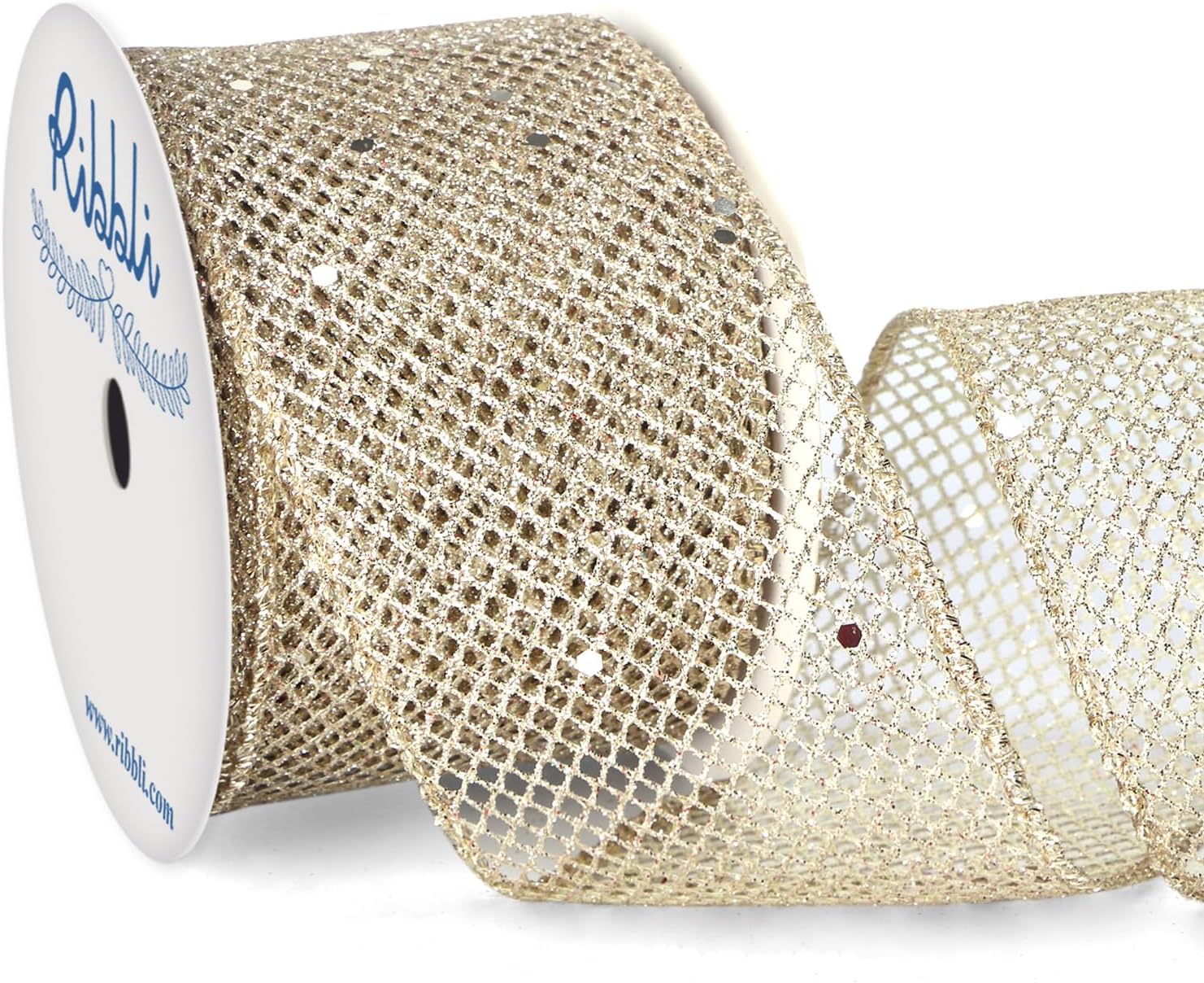 Amazon.com: Ribbli Champagne Gold Glitter Wired Ribbon for Christmas ...