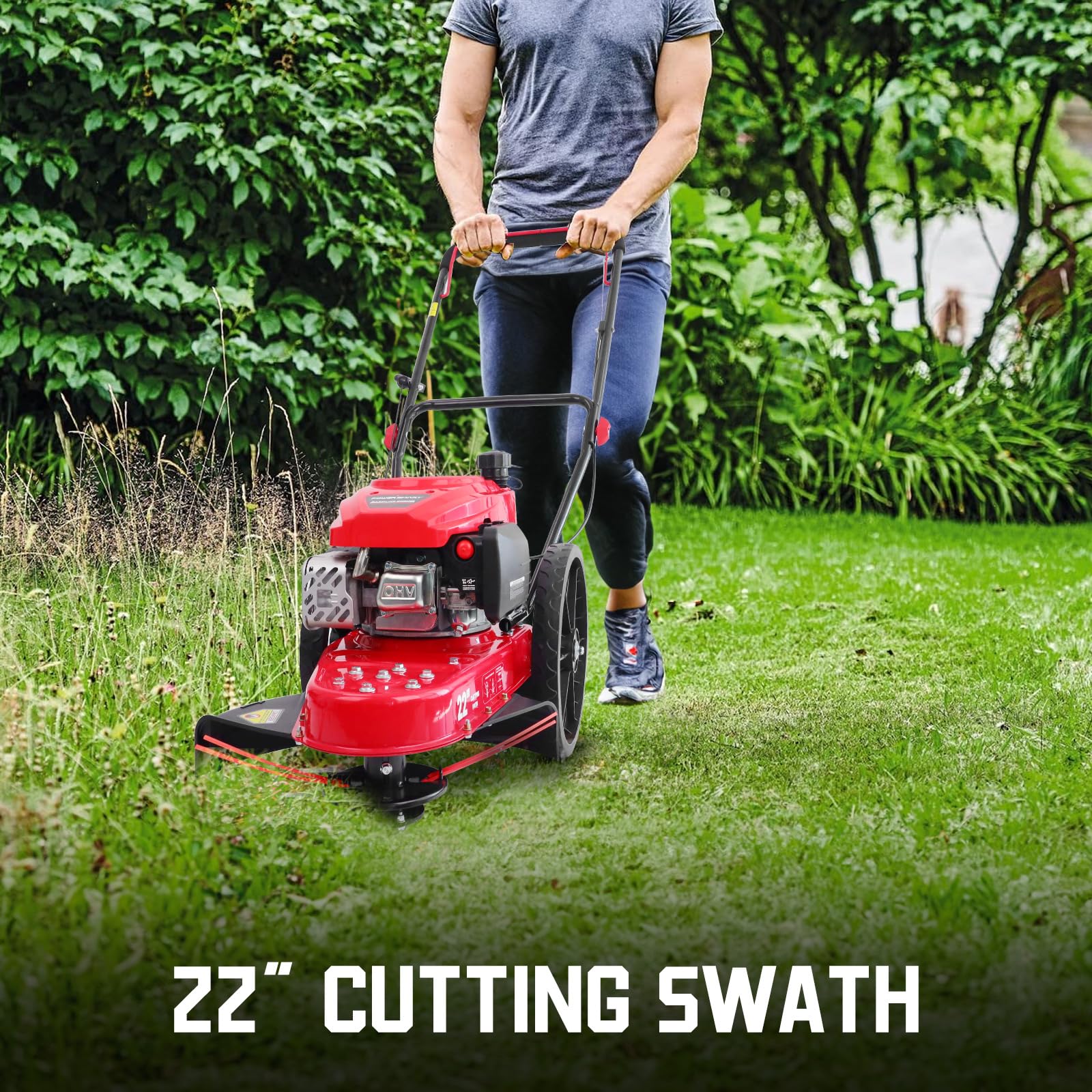 Snapklik.com : PowerSmart Gas Walk Behind String Trimmer 22-Inch