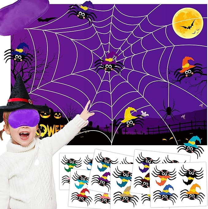 Amazon.com: BAYLAY Halloween Pin The Tail Game - Pin The Spider On The ...