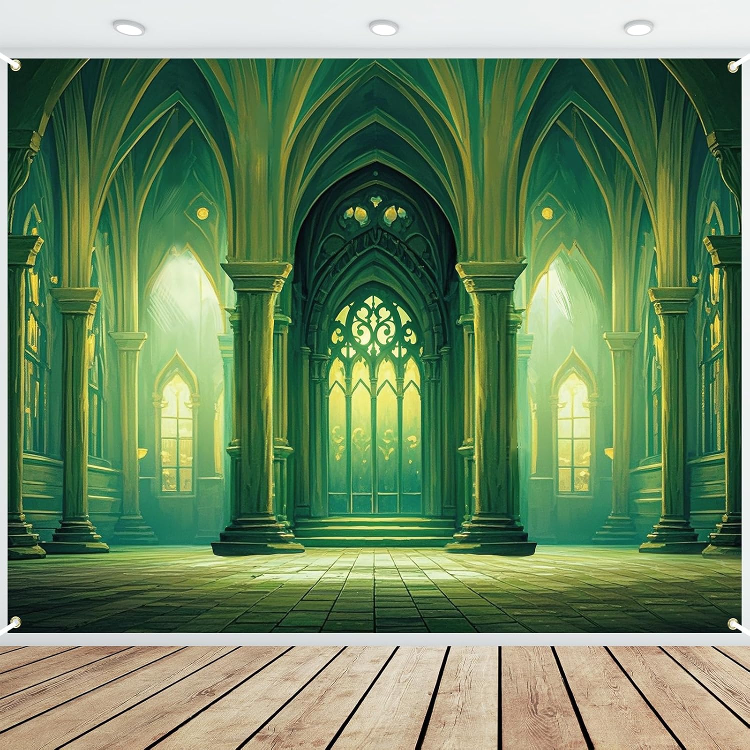 Amazon.com : Tranqun Green Castle Backdrop Wizard Fairytale Movie Party ...