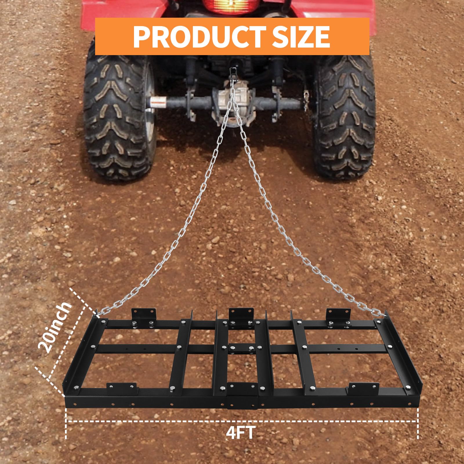 Vevor Drag Harrow Drag Harrow Driveway Grader, Heavy Duty 4FT Tow ...