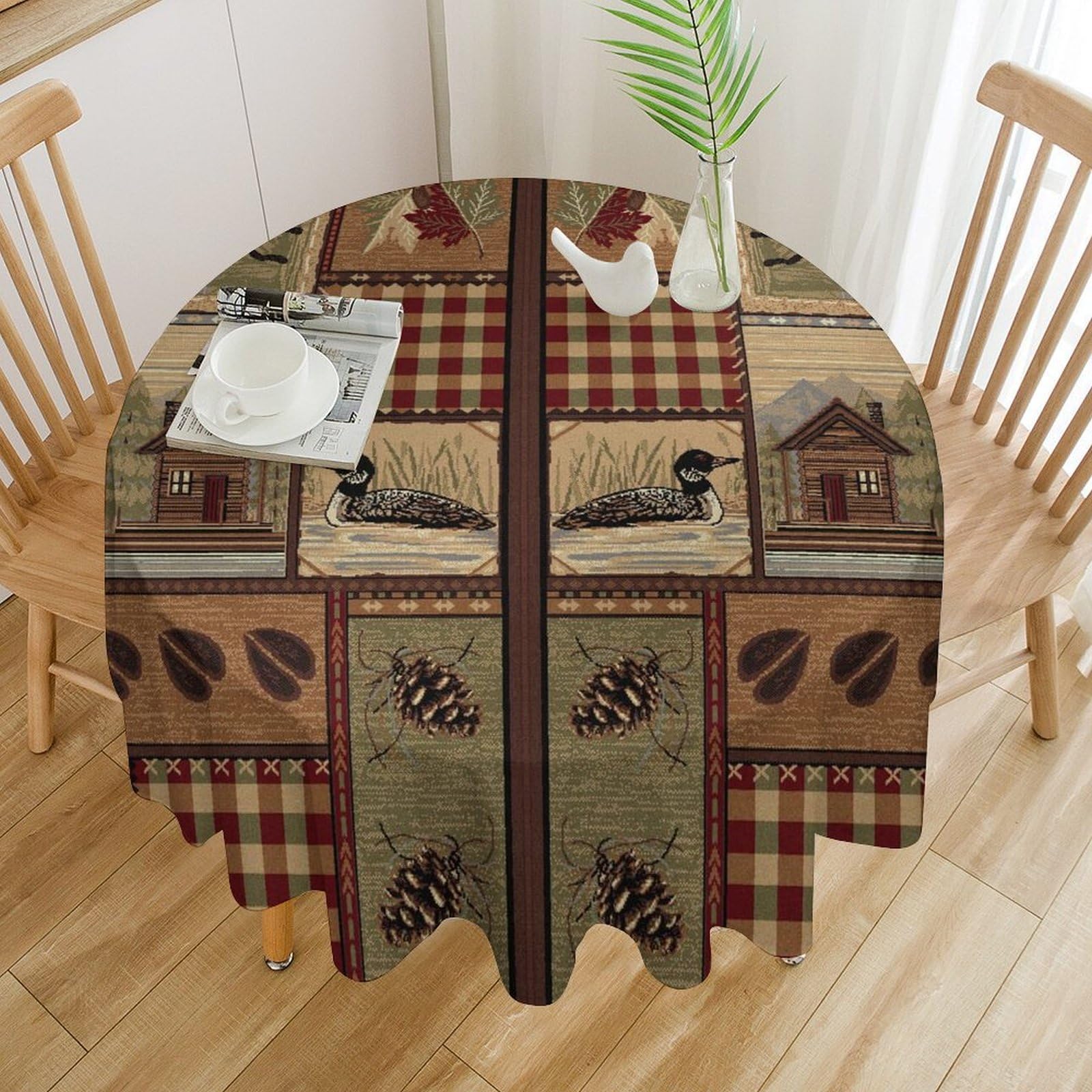 Amazon.com: Rustic Bear Moose Deer Tablecloth, Vintage Bear Cottage ...