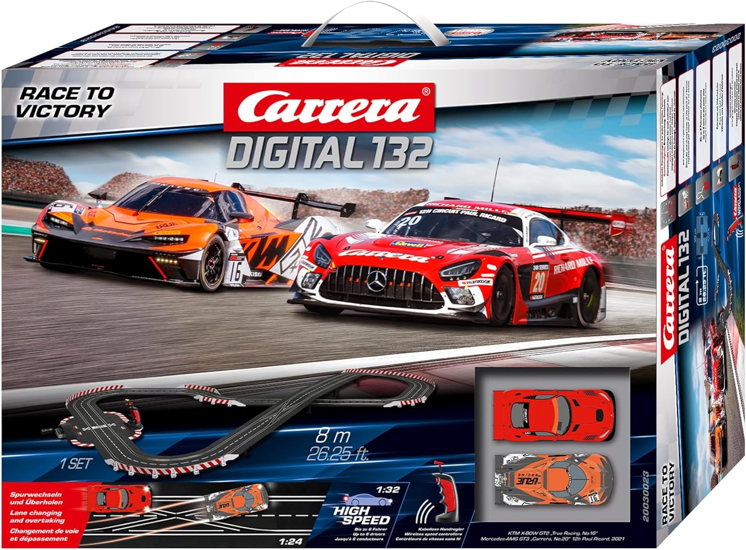 Carrera Digital Electric Slot Car Racing Track Set Includes Two Cars & Two Dual-Speed, D132 Race ...