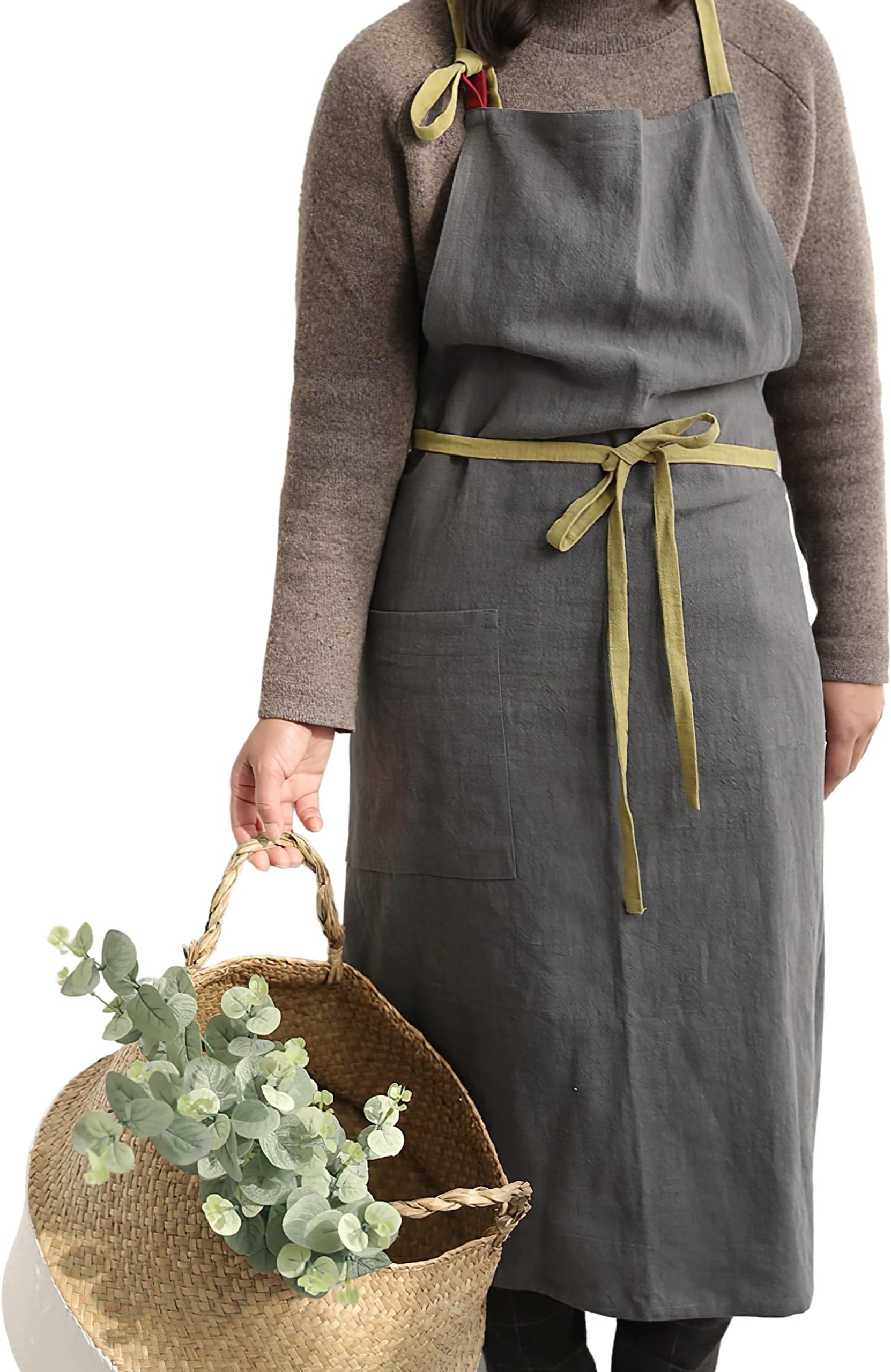 Amazon.com: Caldo Linen Kitchen Apron for Cooking - Mens and Womens ...