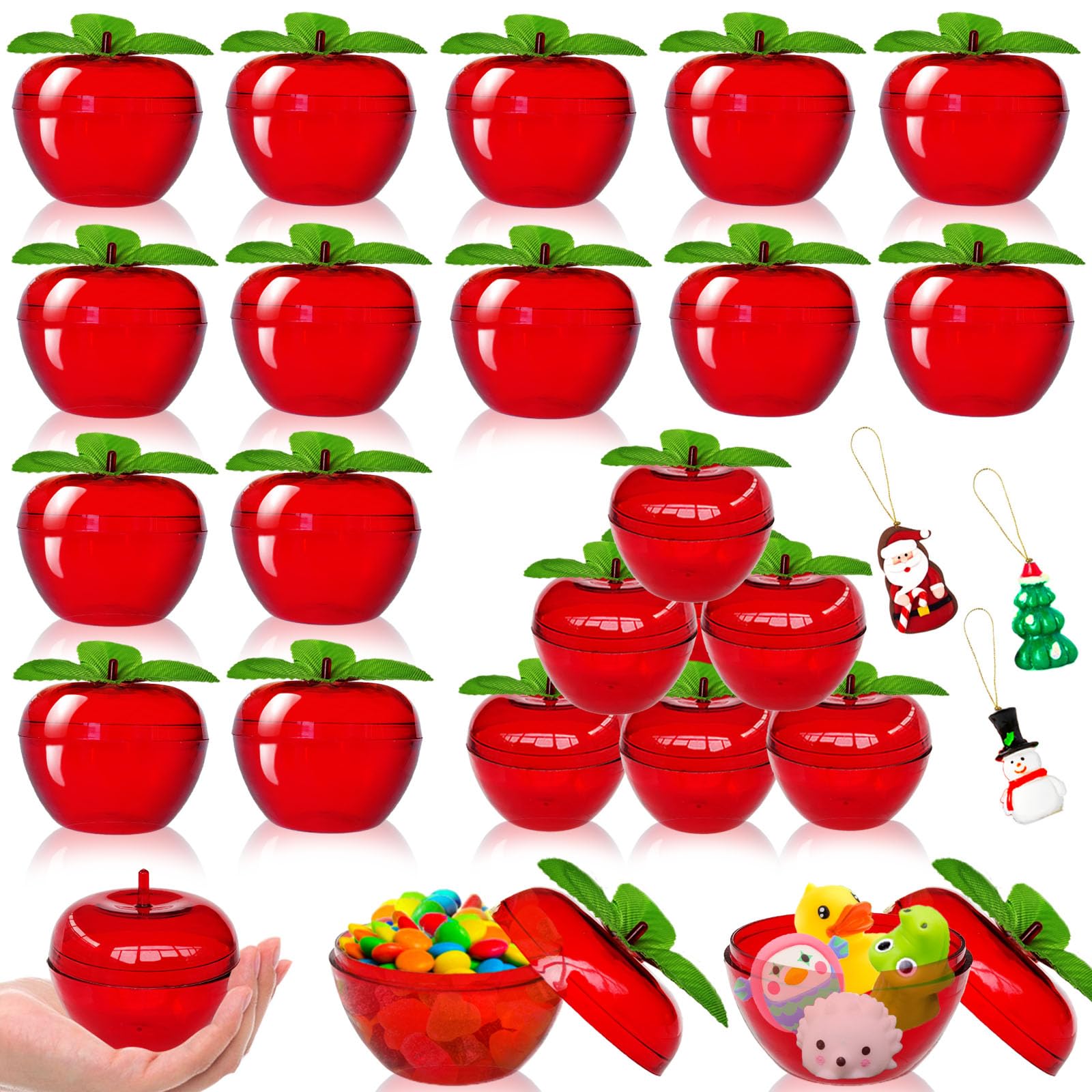 Amazon.com: Blvochnnt 24 Pack Mini Red Apple Container,Plastic Filled ...