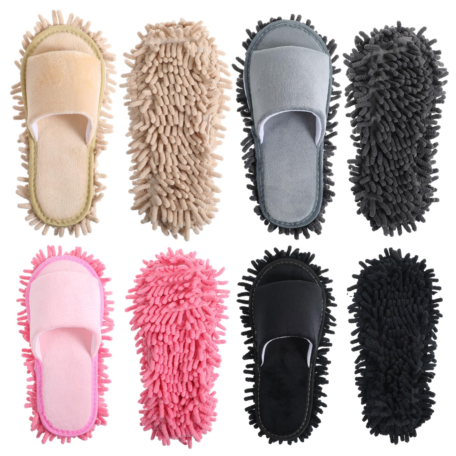 Amazon.com: 4 Pairs Washable Mopping Slippers Detachable Microfiber Mop ...