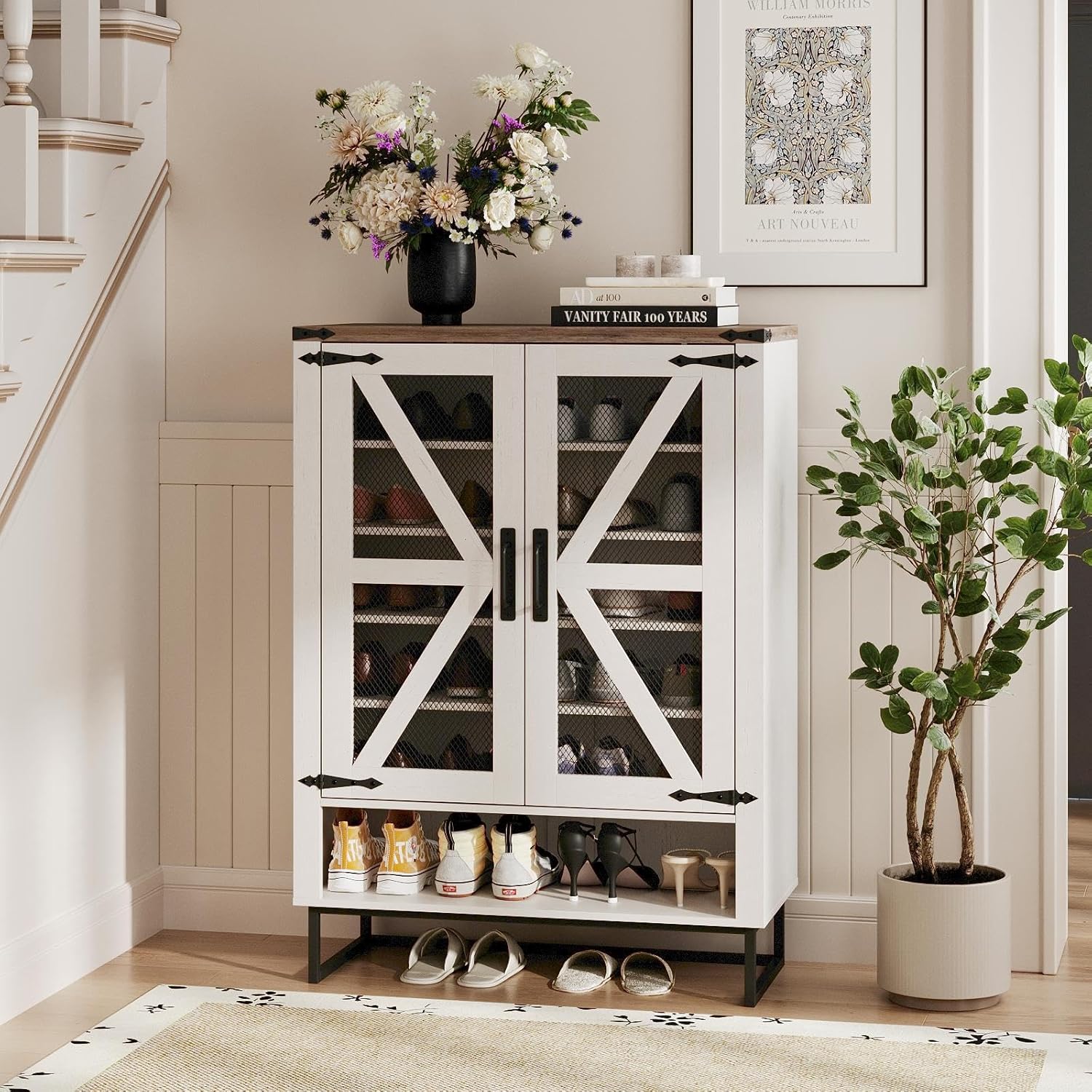 Amazon.com: Maupvit Farmhouse Shoe Cabinet with Doors, 6-Tier Shoes ...