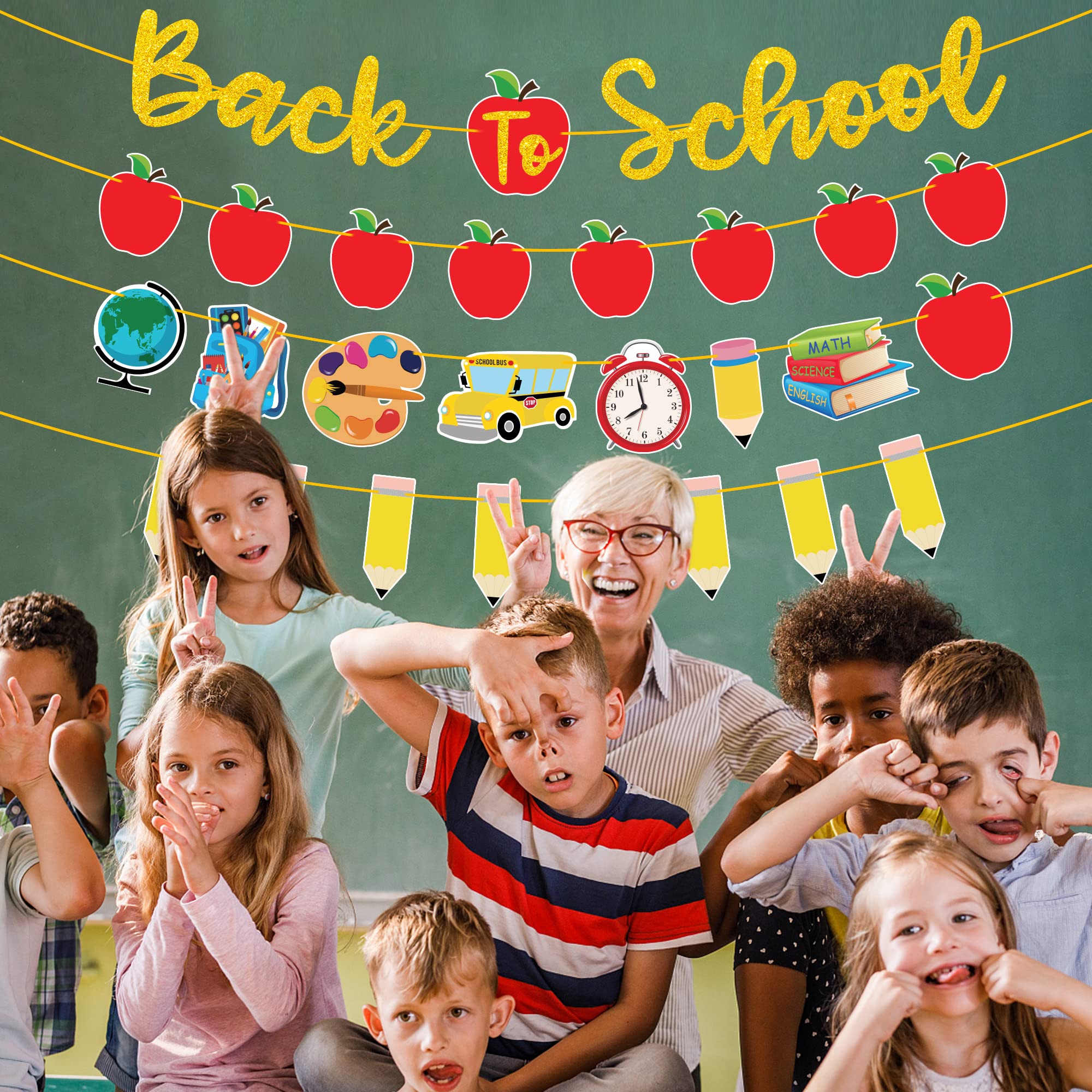 Snapklik.com : 4Pcs Back To School Banner Gold Glitter Back To School ...