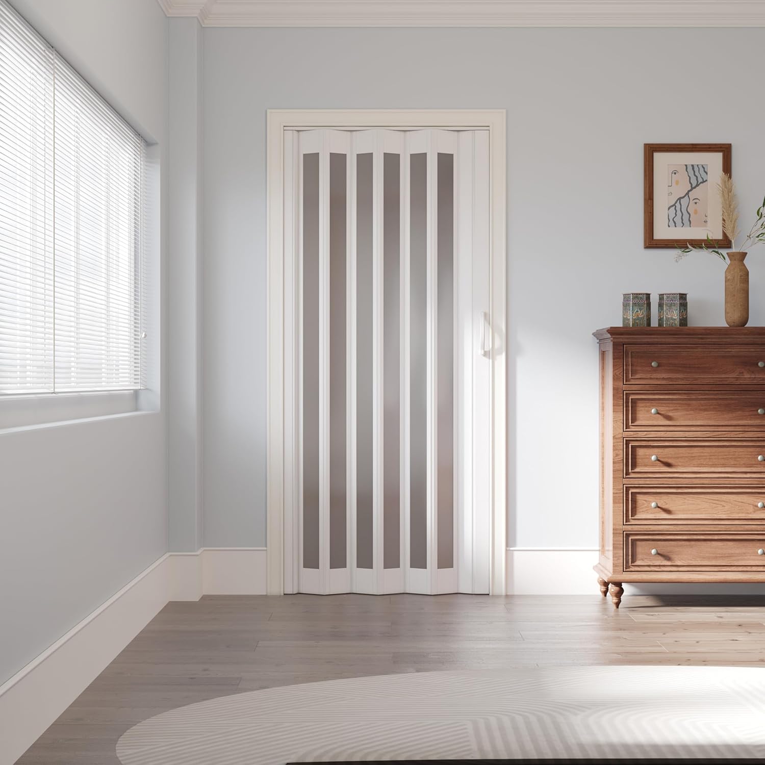 38.5" x 80" Accordion Doors Frosted Acrylic Panels Bifold Closet Door ...