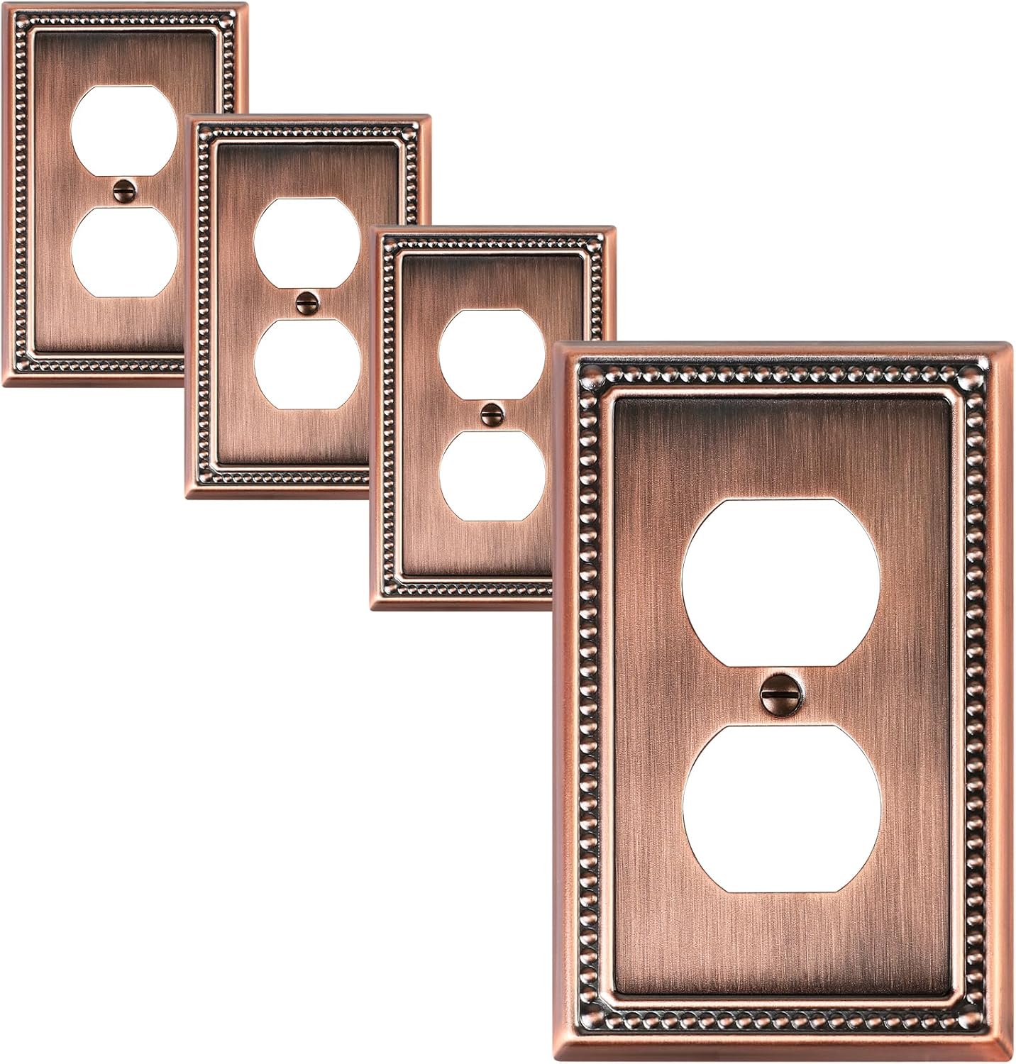 TREEWELL 4-Pack Duplex Outlet Cover Plate, Antique Copper Metal Wall ...