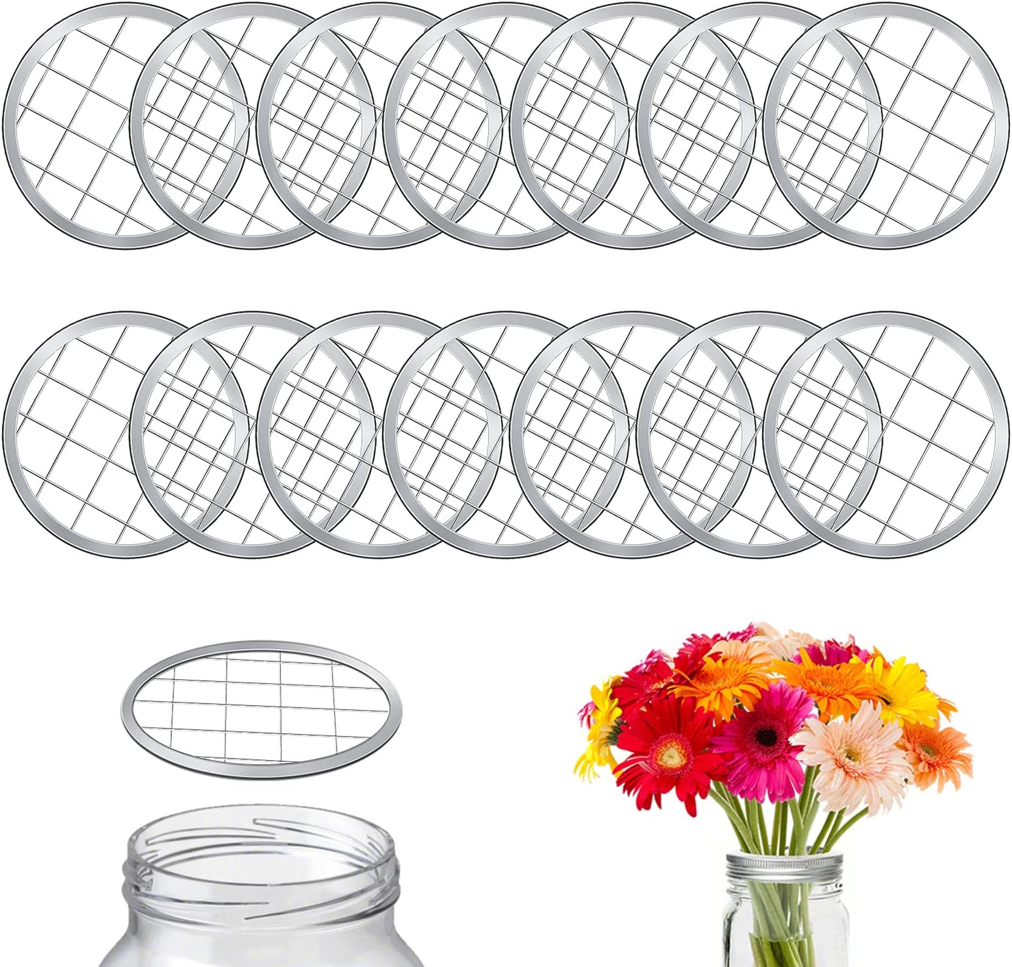 Amazon.com: SAVITA 15pcs Mason Flower Jar Insert Lid, Reusable Frog ...