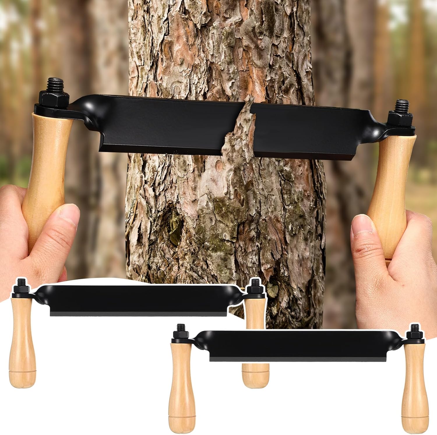 WILLBOND 2 Pcs Draw Shave Knife Set Draw Shave Knife Straight Draw ...