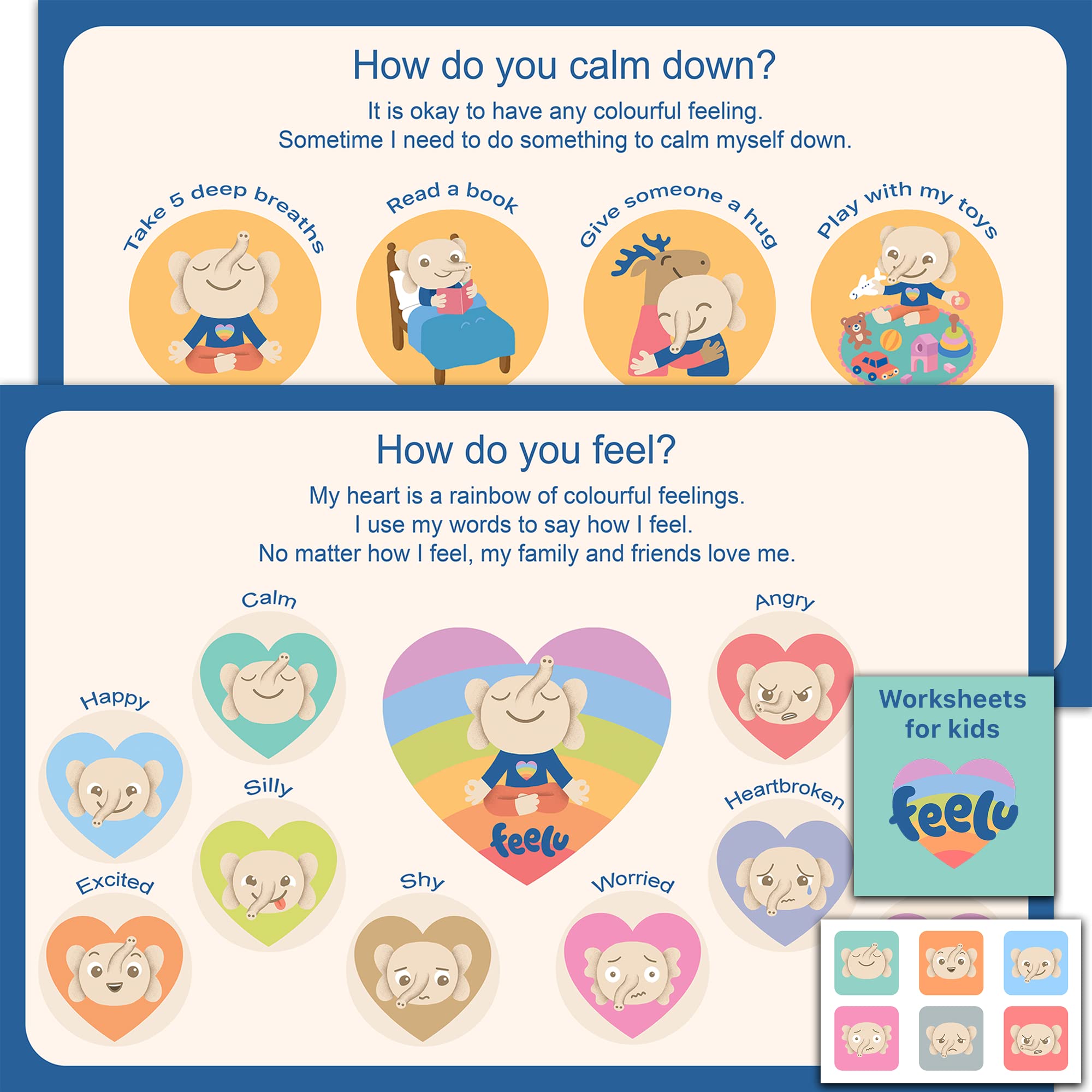 Buy Feelu Colour-coded Feelings Chart & Calming Poster For Kids ...