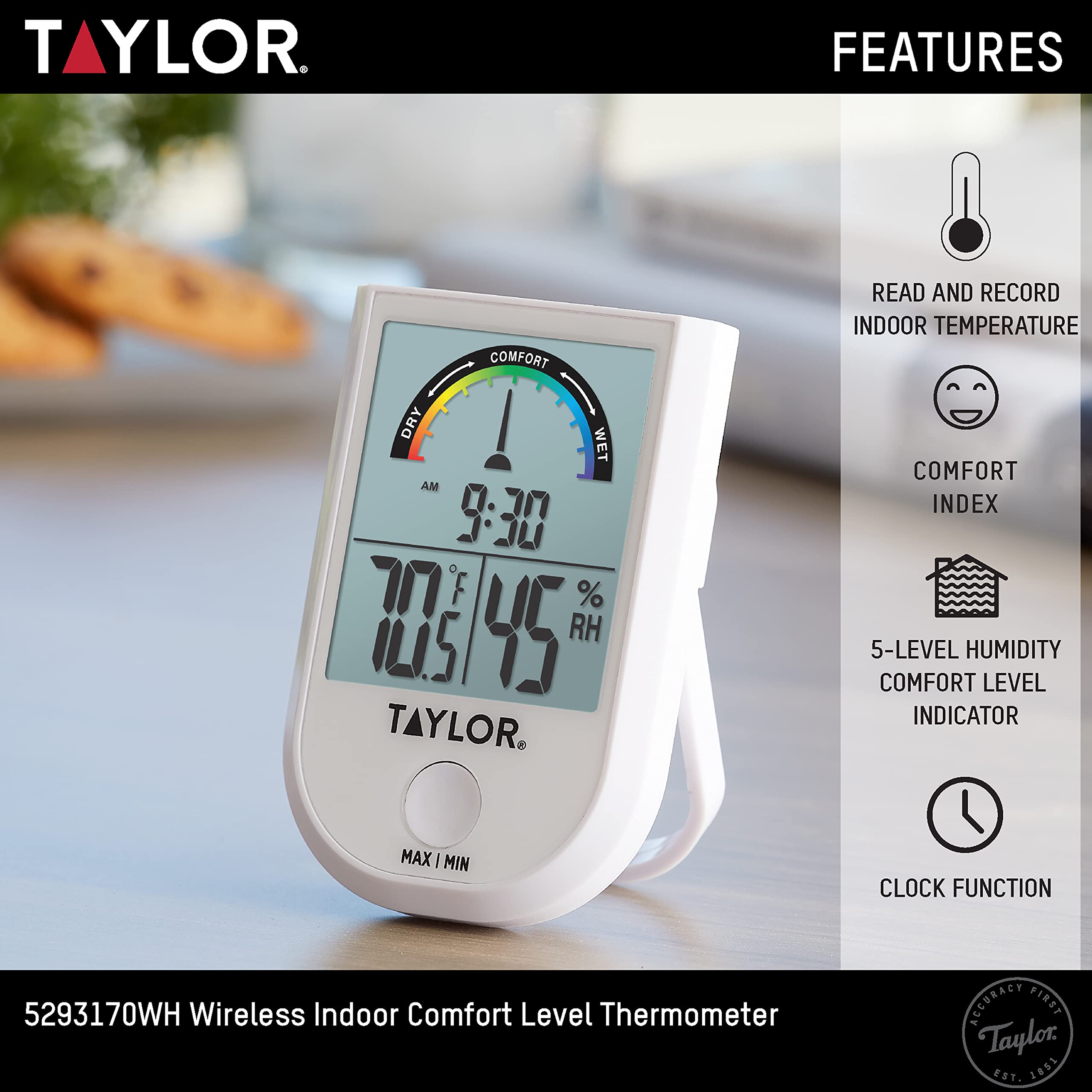 Snapklik.com : Taylor Digital Wireless Indoor Comfort Level Thermometer ...