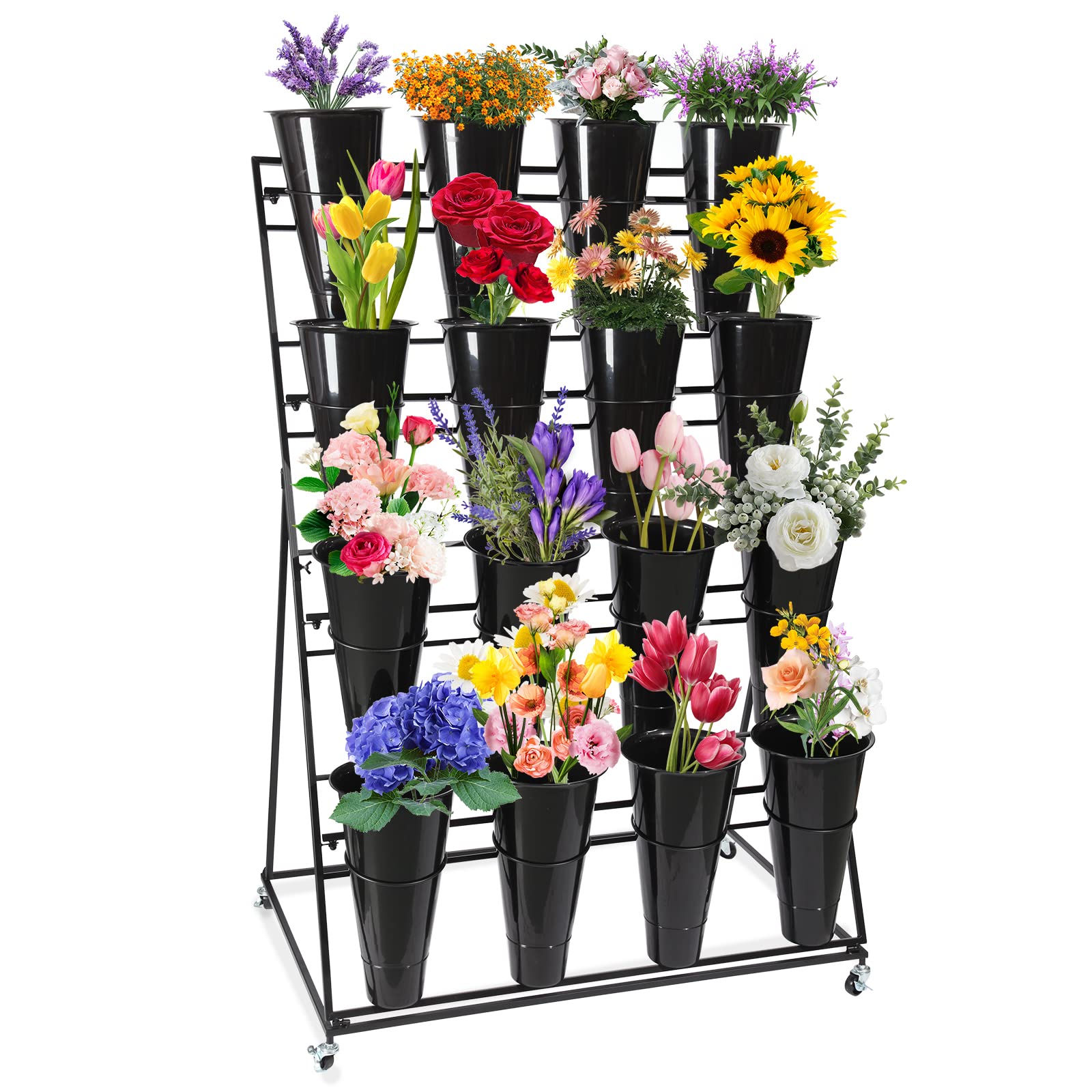 Amazon.com: Flower Display Stand with 16PCS Buckets, 4 Layers Metal ...