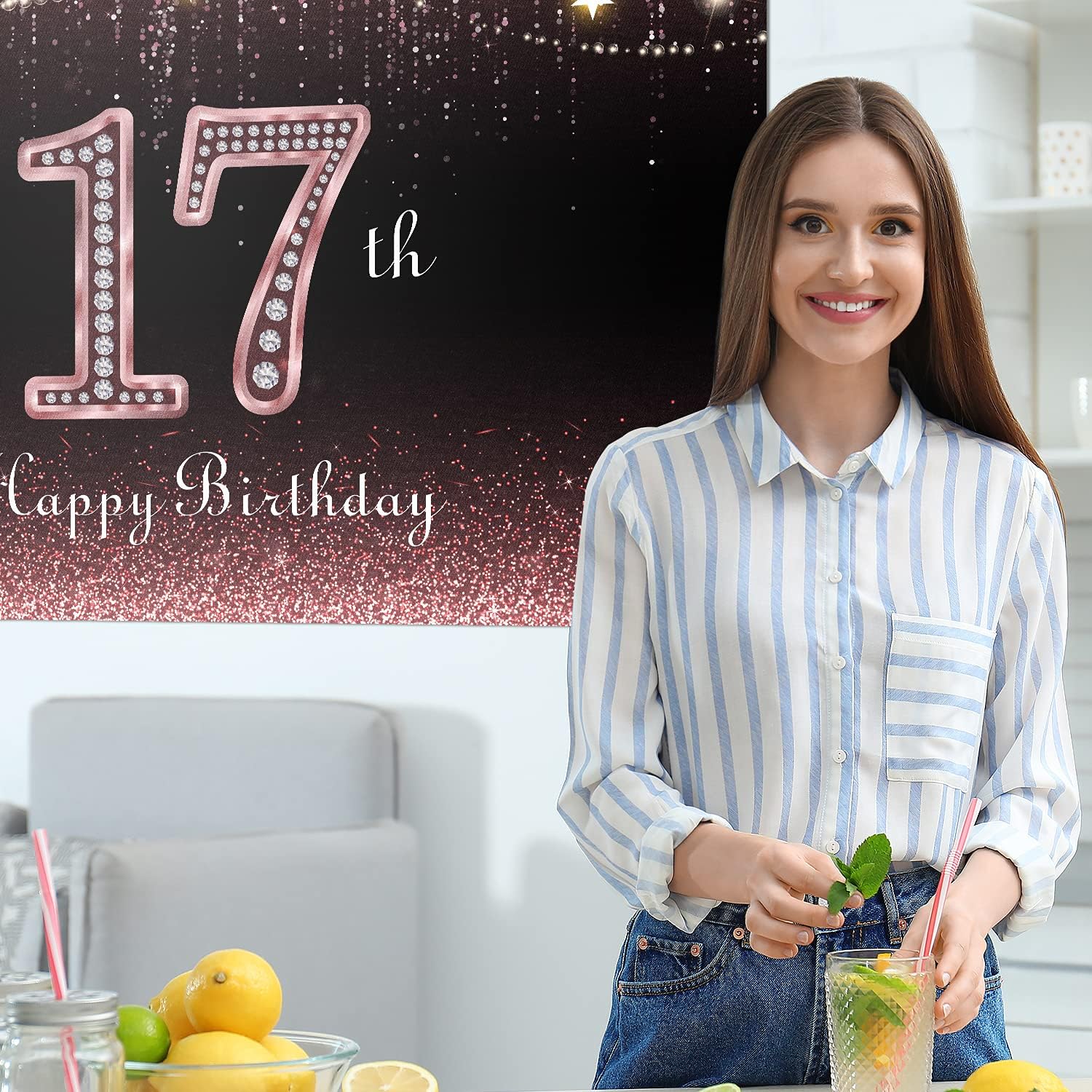 Buy HAMIGAR 6x4ft Happy 17th Birthday Banner Backdrop - 17 Years Old ...