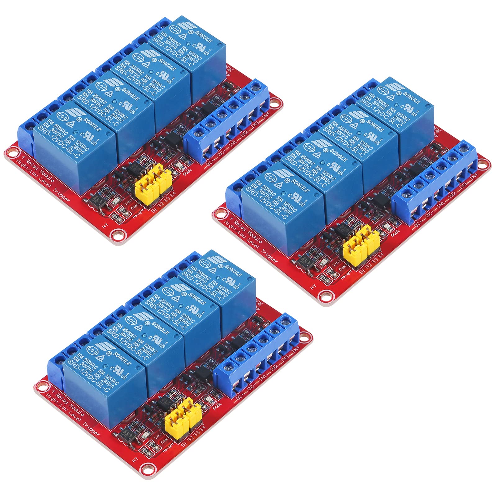 Snapklik.com : ALMOCN 3Pcs DC 12V 4 Channel Relay Module