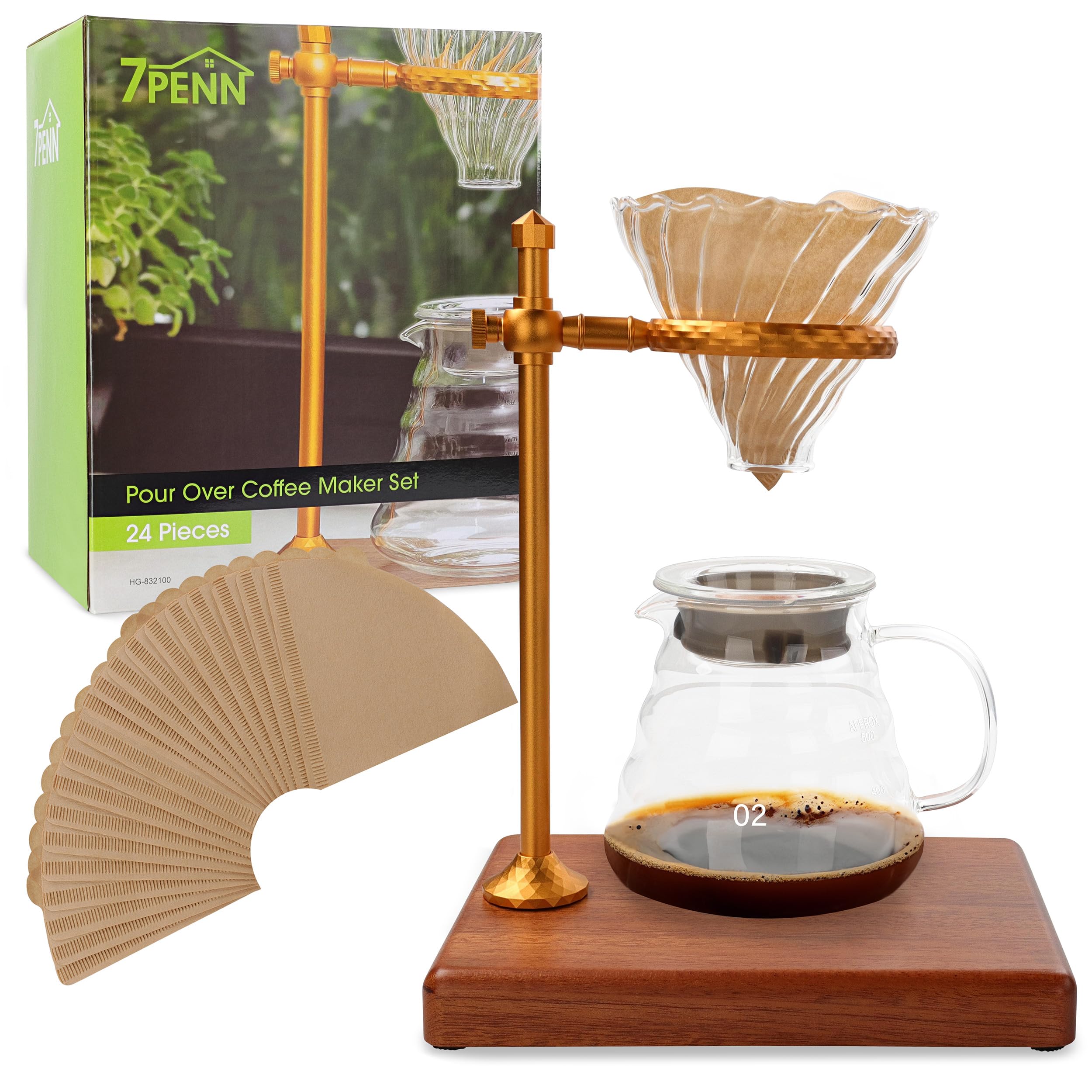 Amazon.com: 7Penn Pour Over Coffee Dripper Set - 2.5 Cup 3 Piece Manual ...
