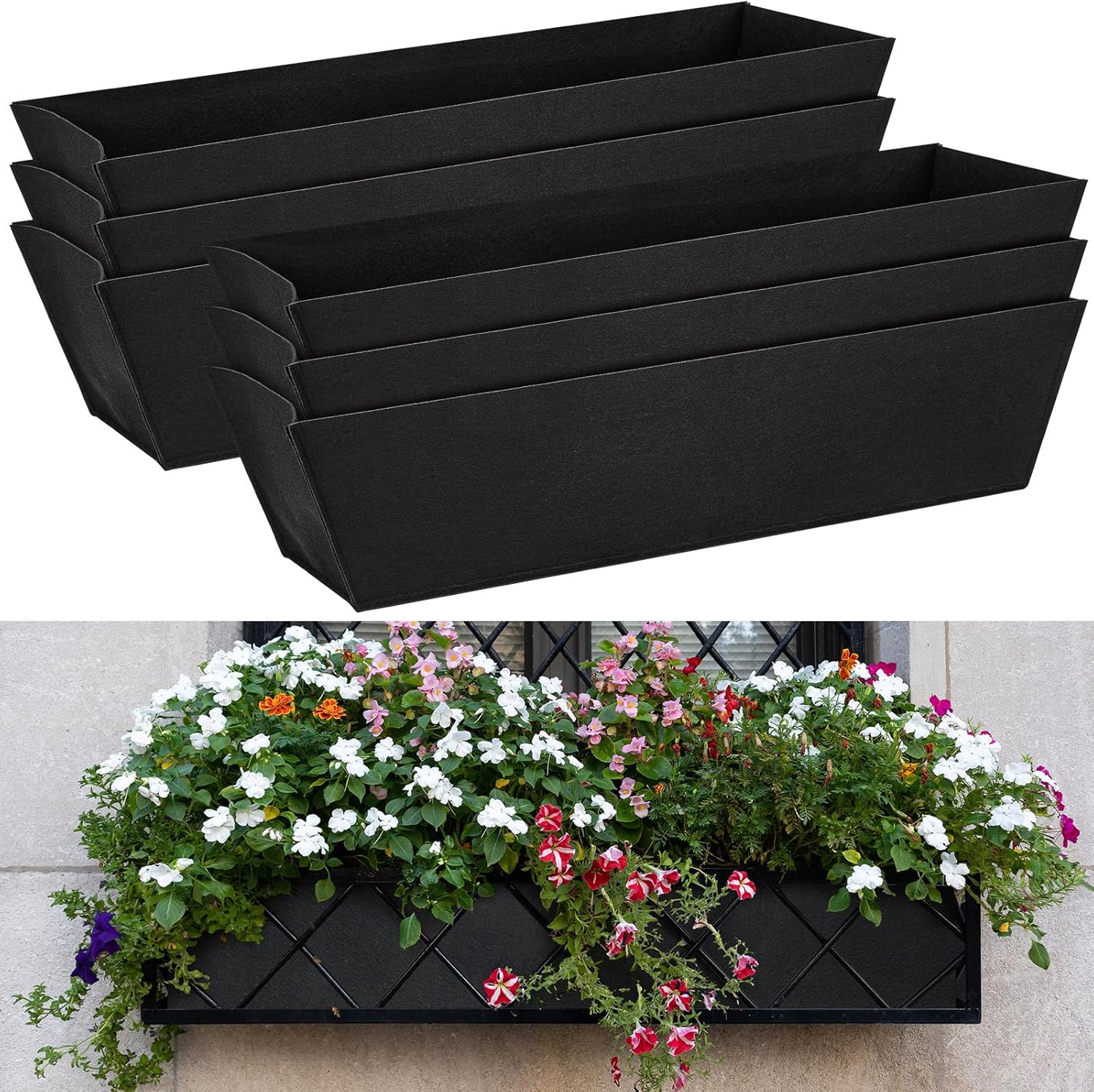 Amazon.com: HunnmingRe 6 Pack 36 Inch Fabric Plant Window Box Liners ...