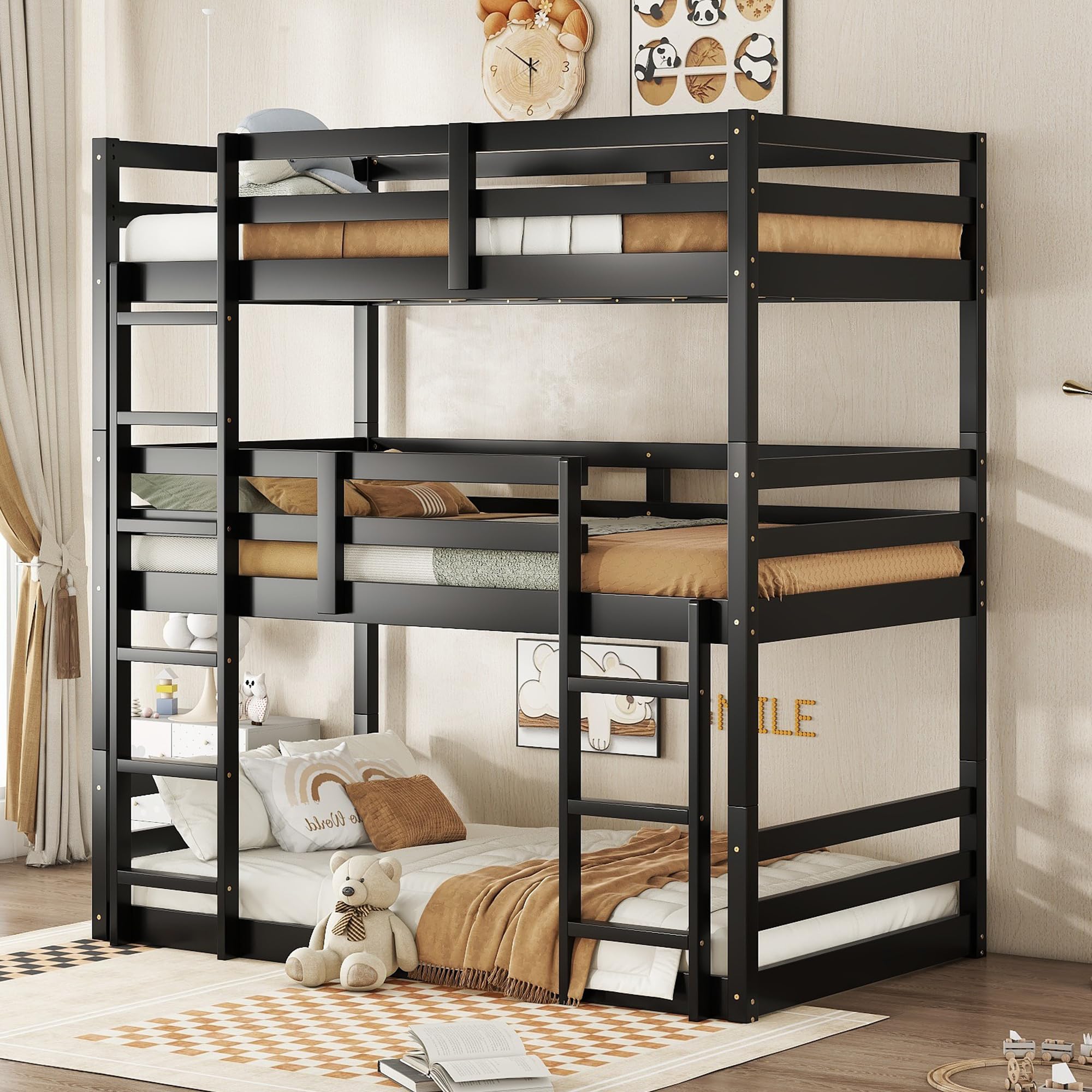 Amazon.com: Luckiofvonne Triple bunk Bed, Twin Over Twin Over Twin Bunk ...