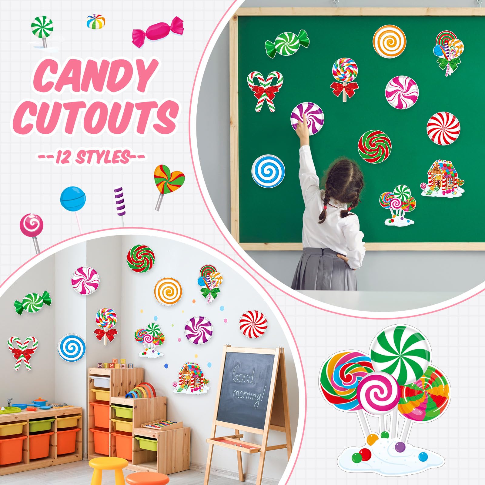 Snapklik.com : 60 Pcs Christmas Candy Bulletin Board Decorations Set ...