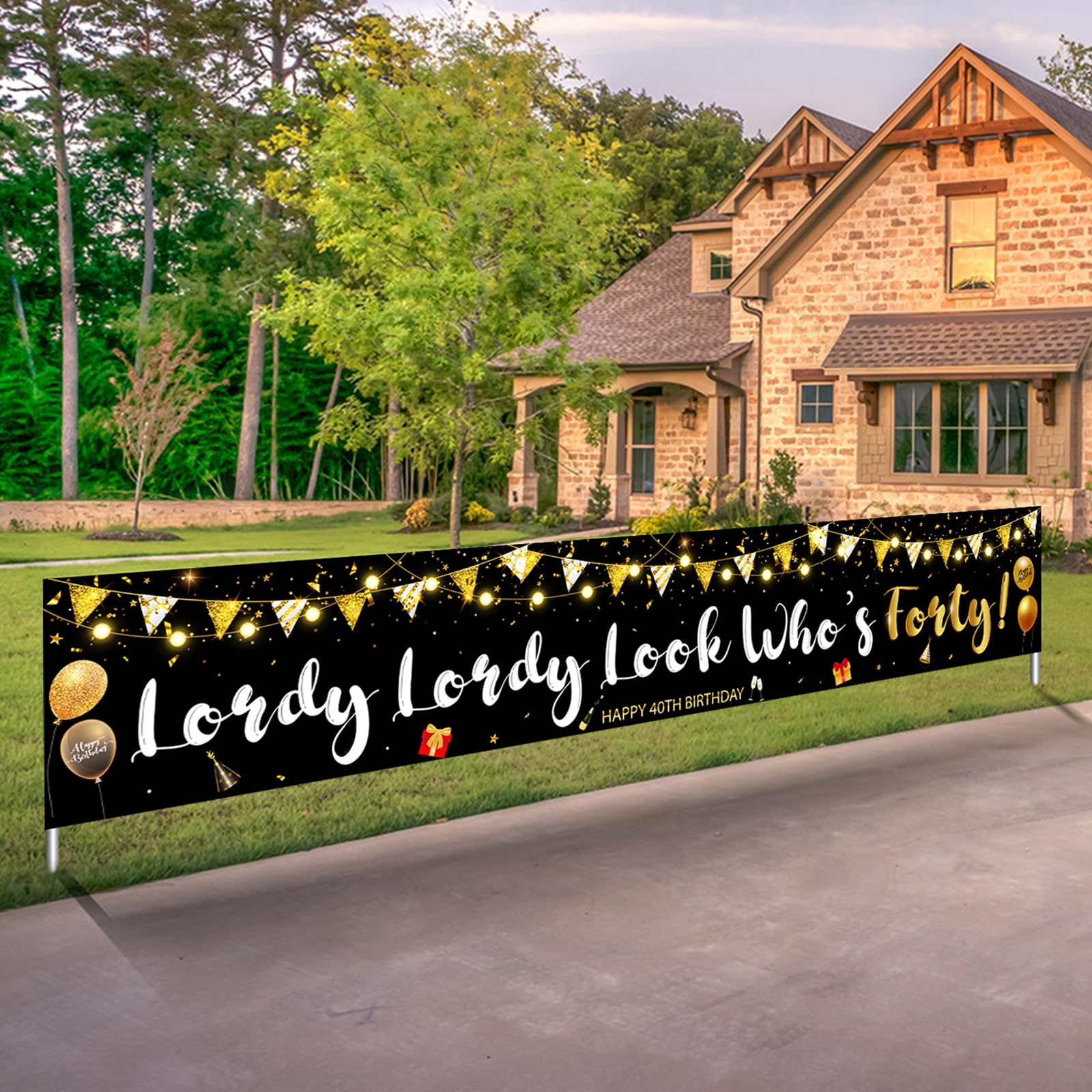 Amazon.com: Labakita Lordy Lordy Look Who's 40 Banner, Large 40th ...