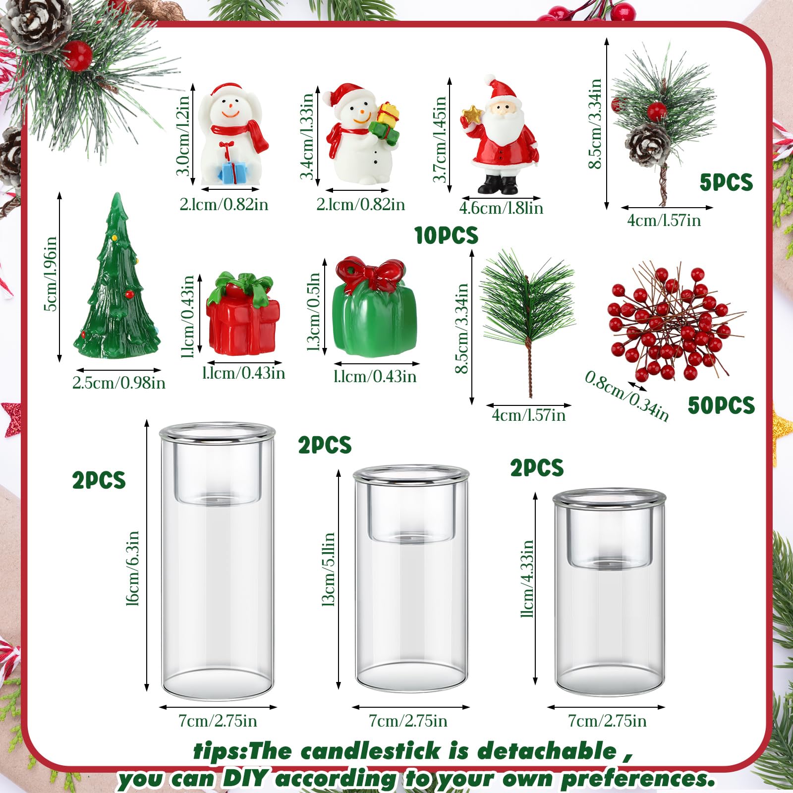 Glass Cylinders For Christmas Glass Vase With White Trees, 6" X 10"