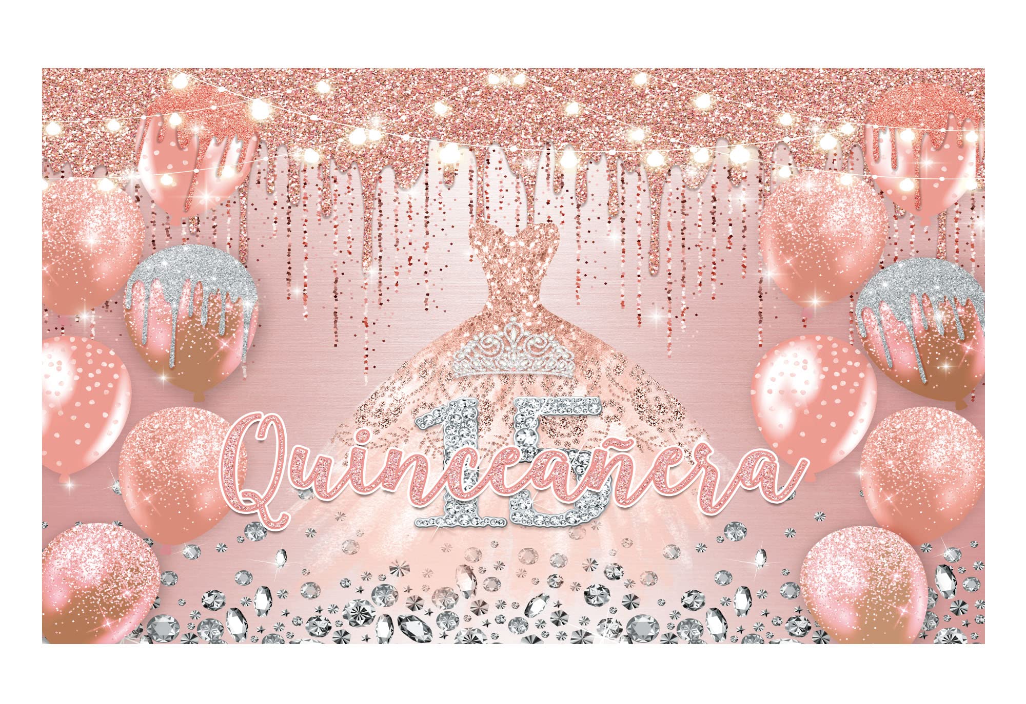 Buy Allenjoy Rose Gold Quinceañera Birthday Backdrop for Girl Princess ...