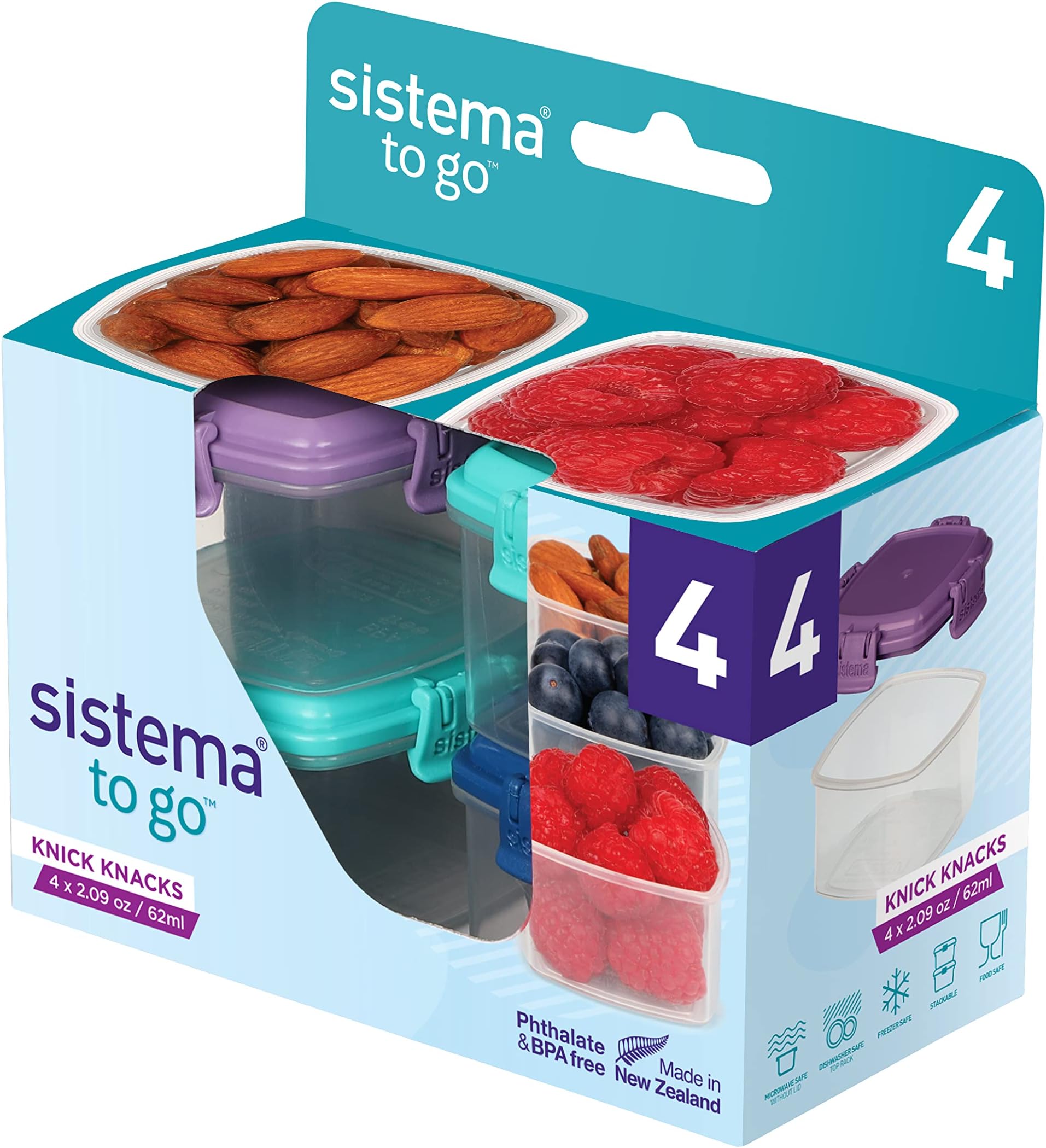 Amazon.com: Sistema To Go Collection Mini Knick Knack Snack Container, 2.09 oz./62 mL, Pink ...