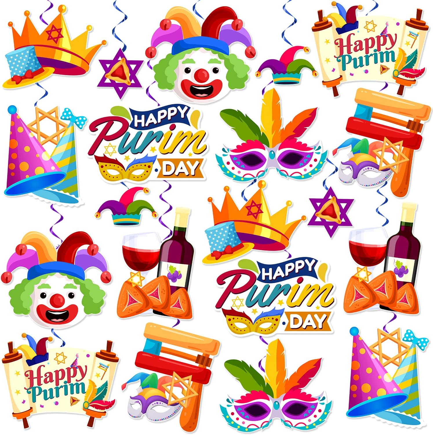 Amazon.com: Happy Purim Day Hanging Swirls,Purim Decorations Streamers ...