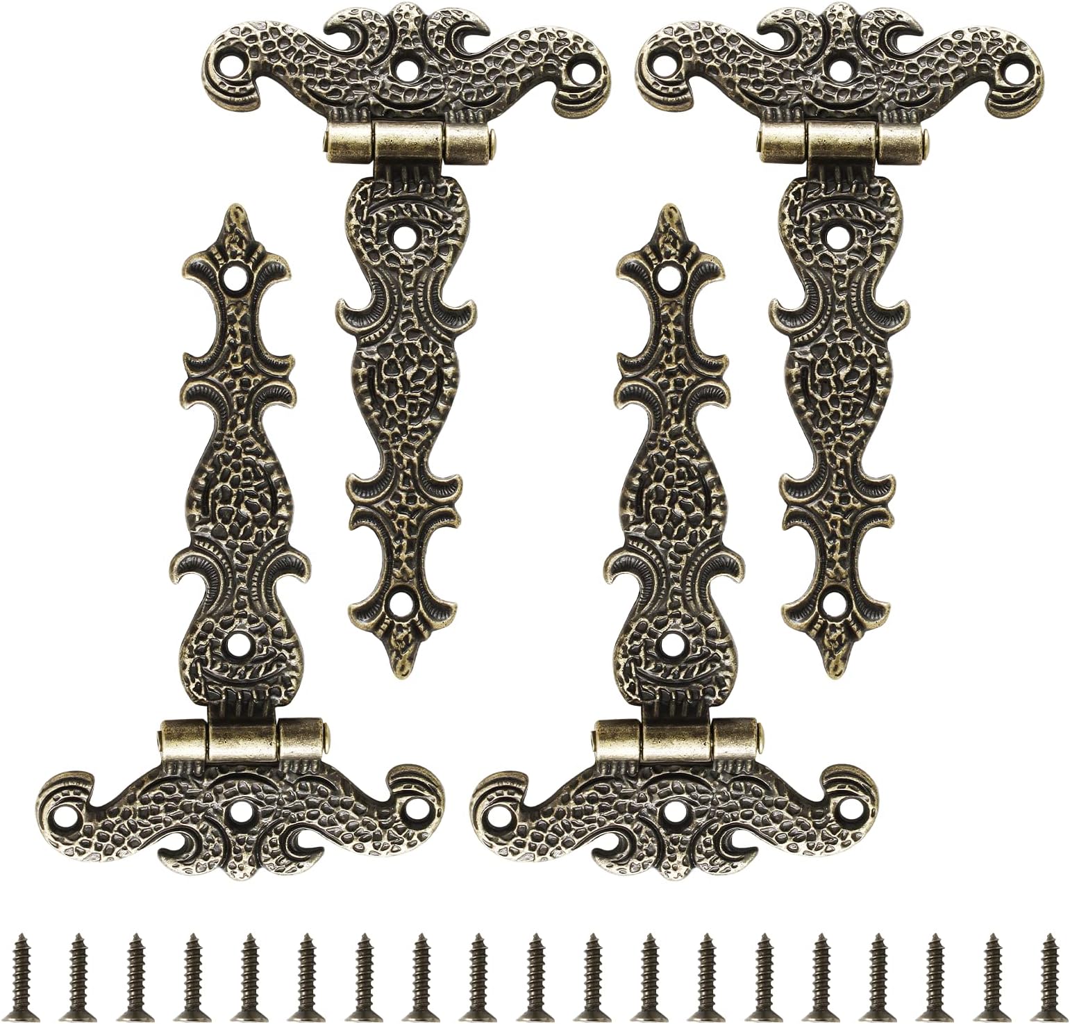 Jiozermi 4 PCS T-Strap Hinges, Antique Bronze Decorative Door Hinges T ...