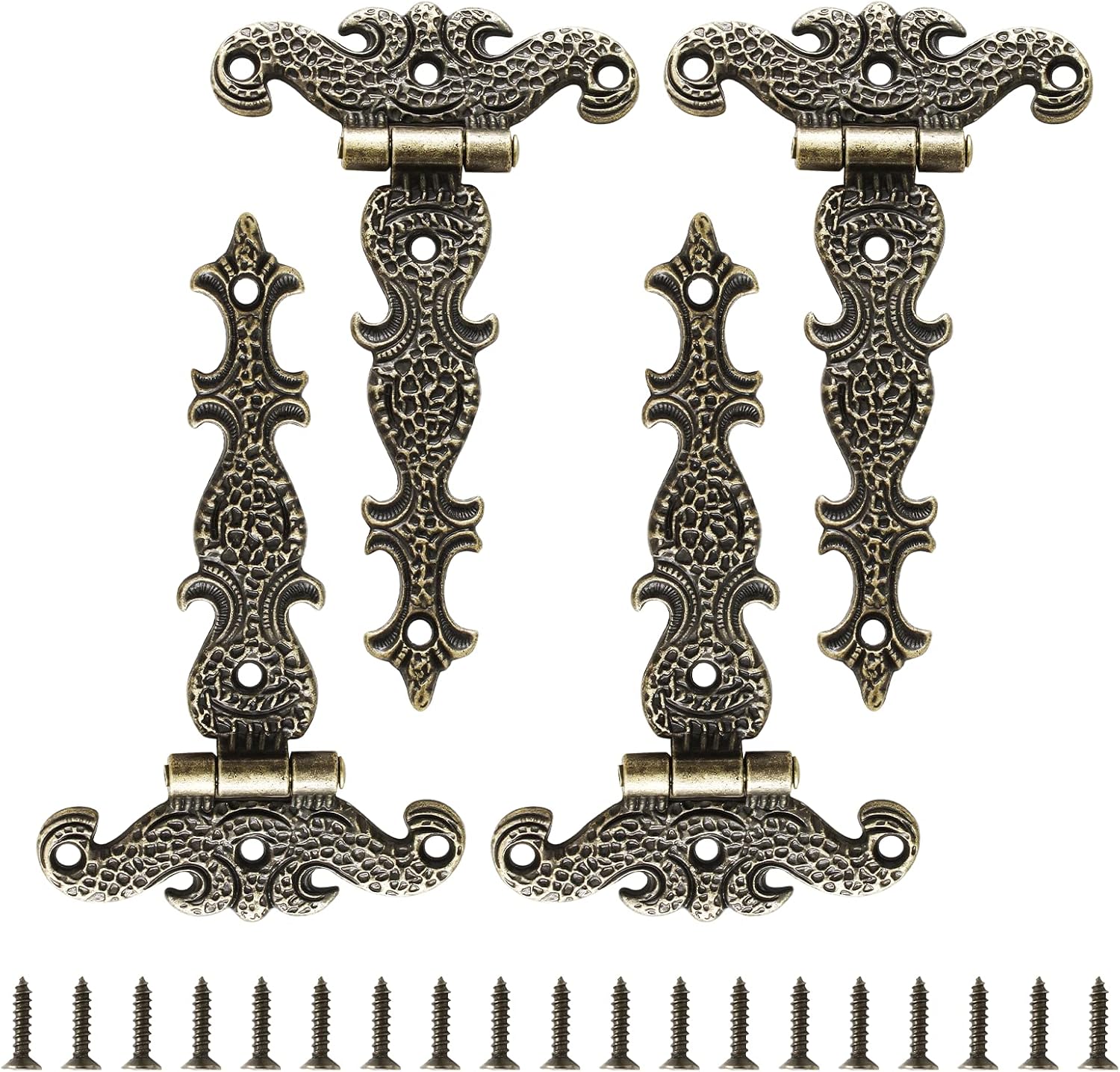 Jiozermi 4 PCS T-Strap Hinges, Antique Bronze Decorative Door Hinges T ...