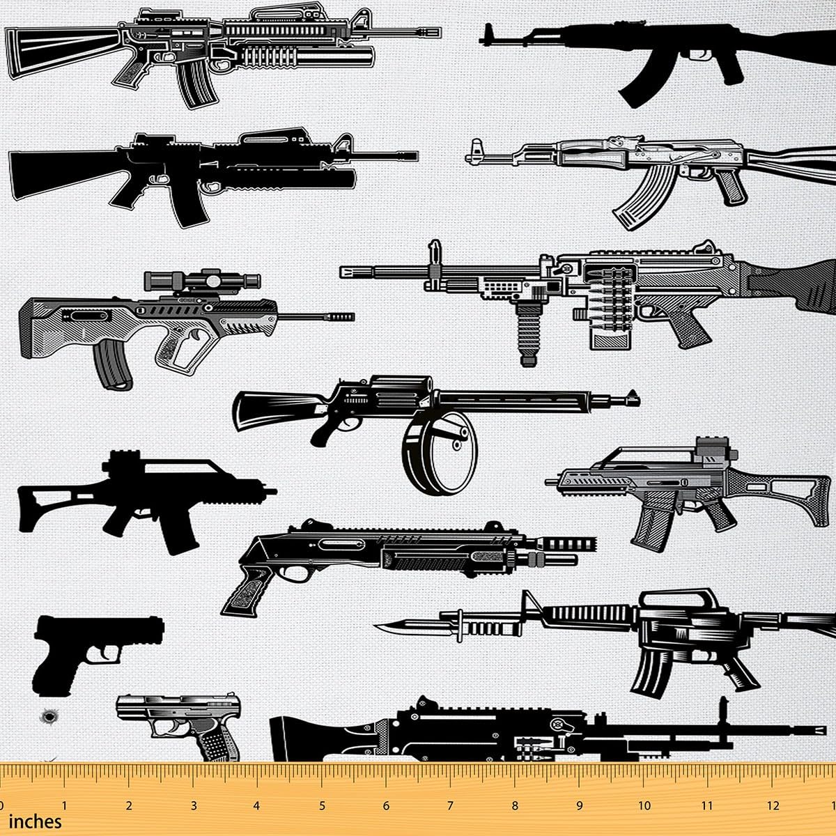 Snapklik.com : Gun Fabric By The Yard, Sniper Rifle Upholstery Fabric ...