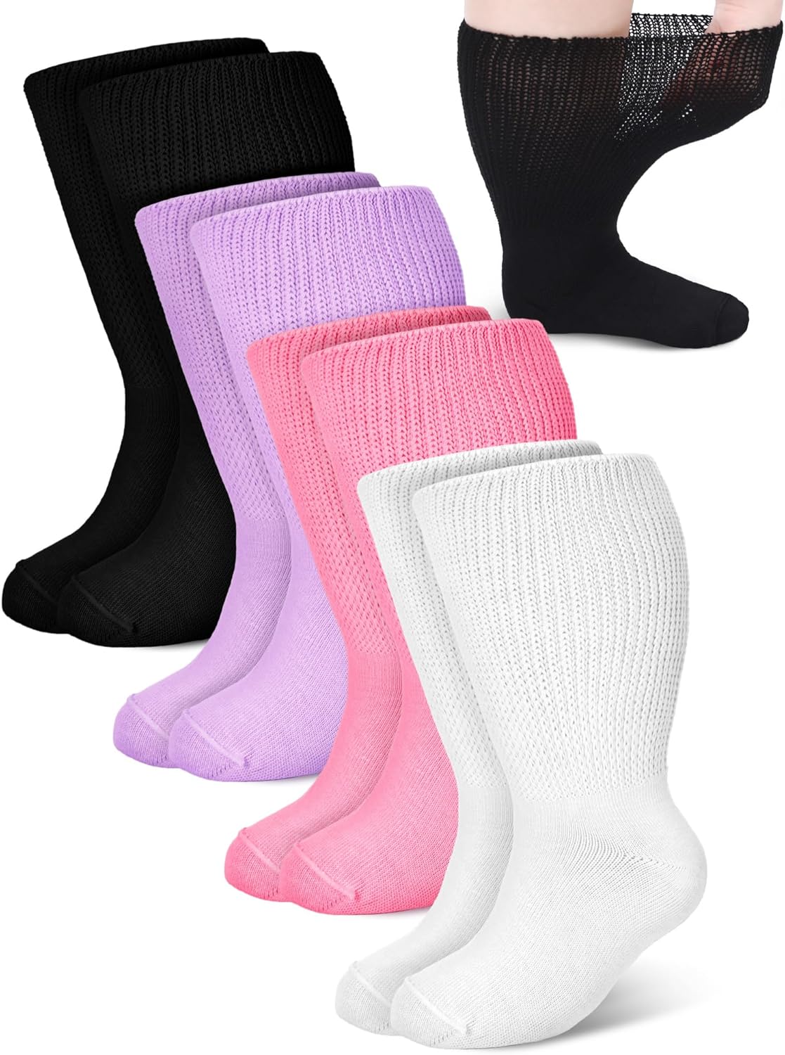 Amazon.com: Bunnycool 4 Pairs Extra Wide Socks Swollen 30" Lymphedema ...