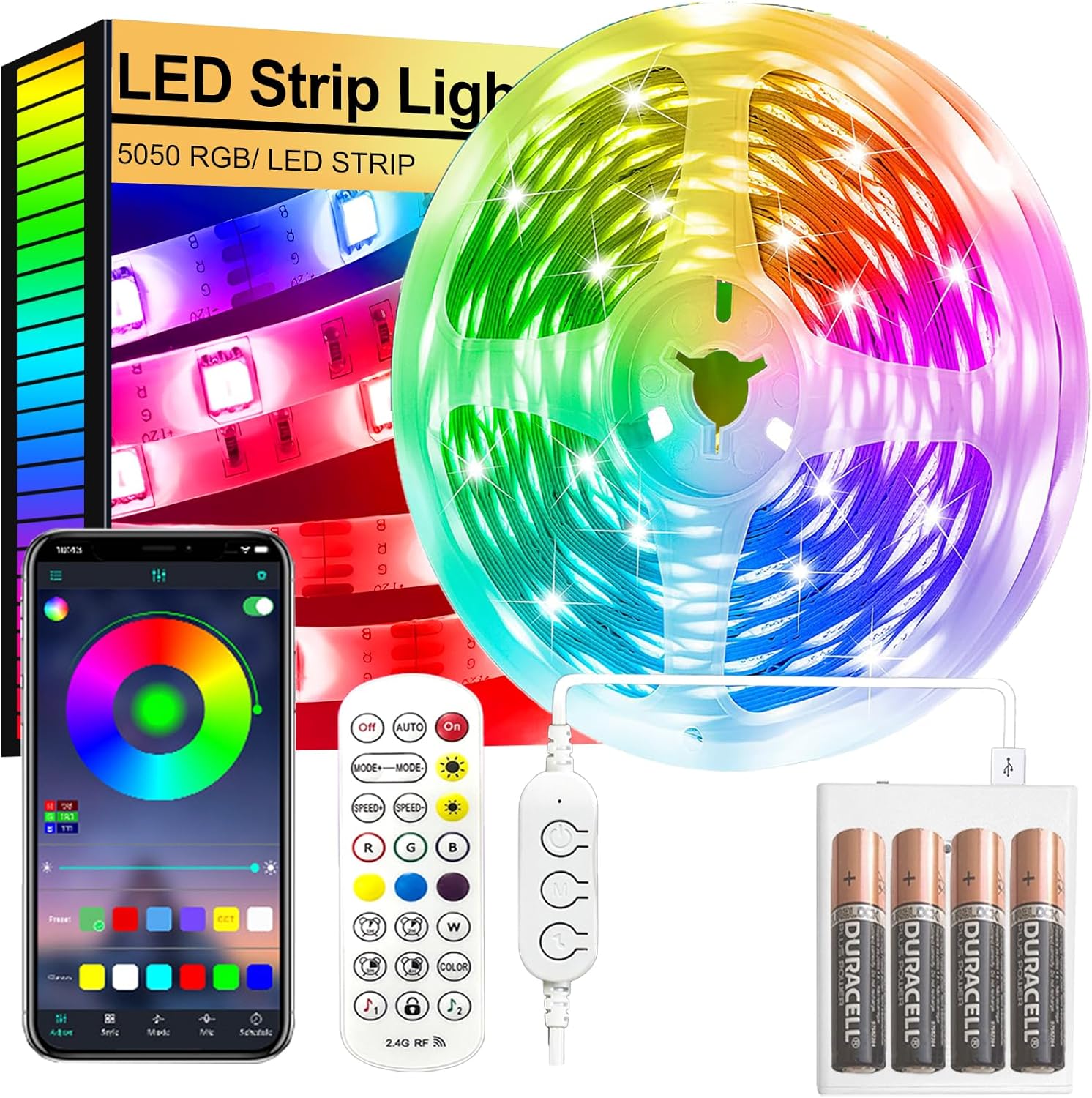 FUPT Led Strip Lights,2m Led Light Strips Battery Powered with App ...