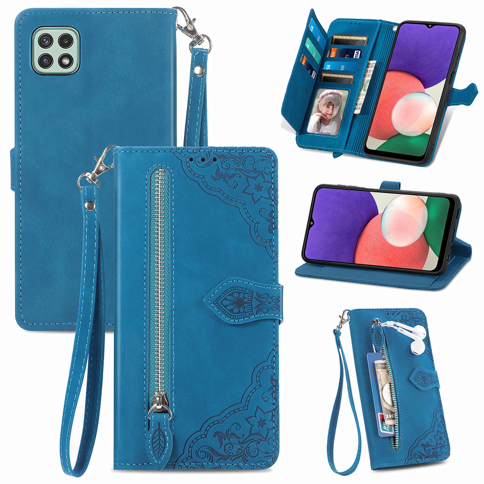 Amazon.com: Furiet Compatible with Samsung Galaxy A22 5G/Boost Mobile Celero 5G Wallet Case and ...
