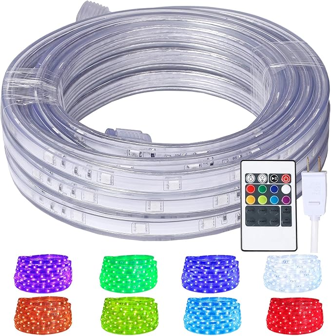 Amazon.com: Areful LED Rope Lights, 16.4ft Flat Flexible RGB Strip ...