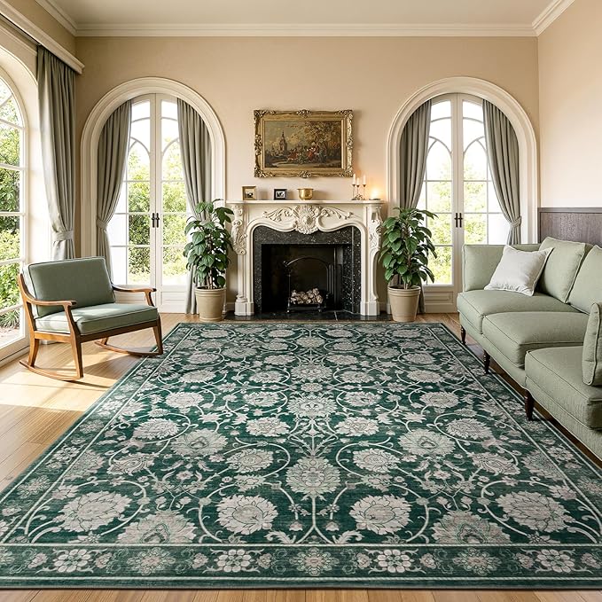 Amazon.com: Carpelux Floral 8x10 Area Rugs for Living Room, Washable ...