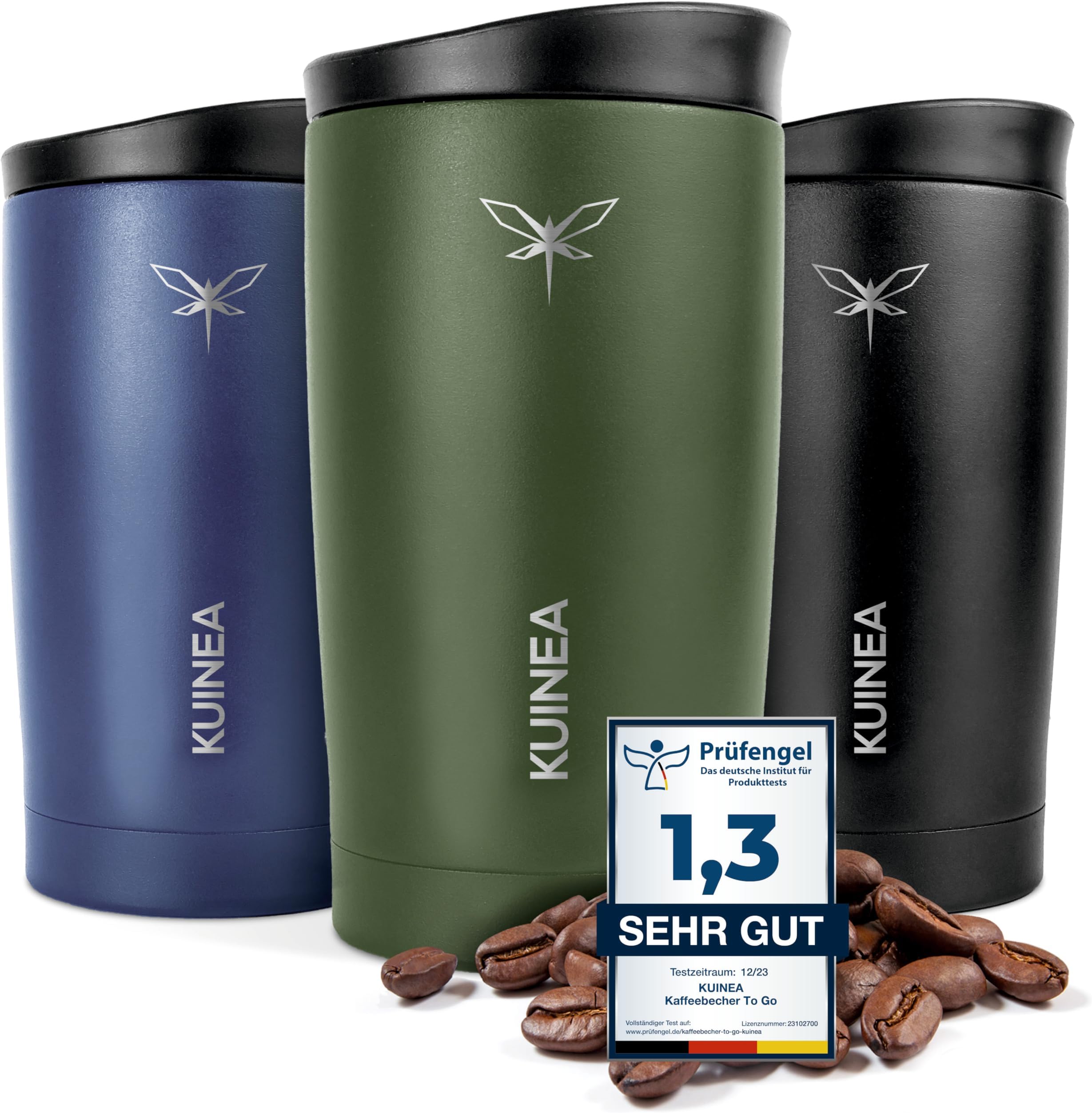 KUINEA Kaffeebecher To Go 350ml [100% auslaufsicher] Edelstahl ...