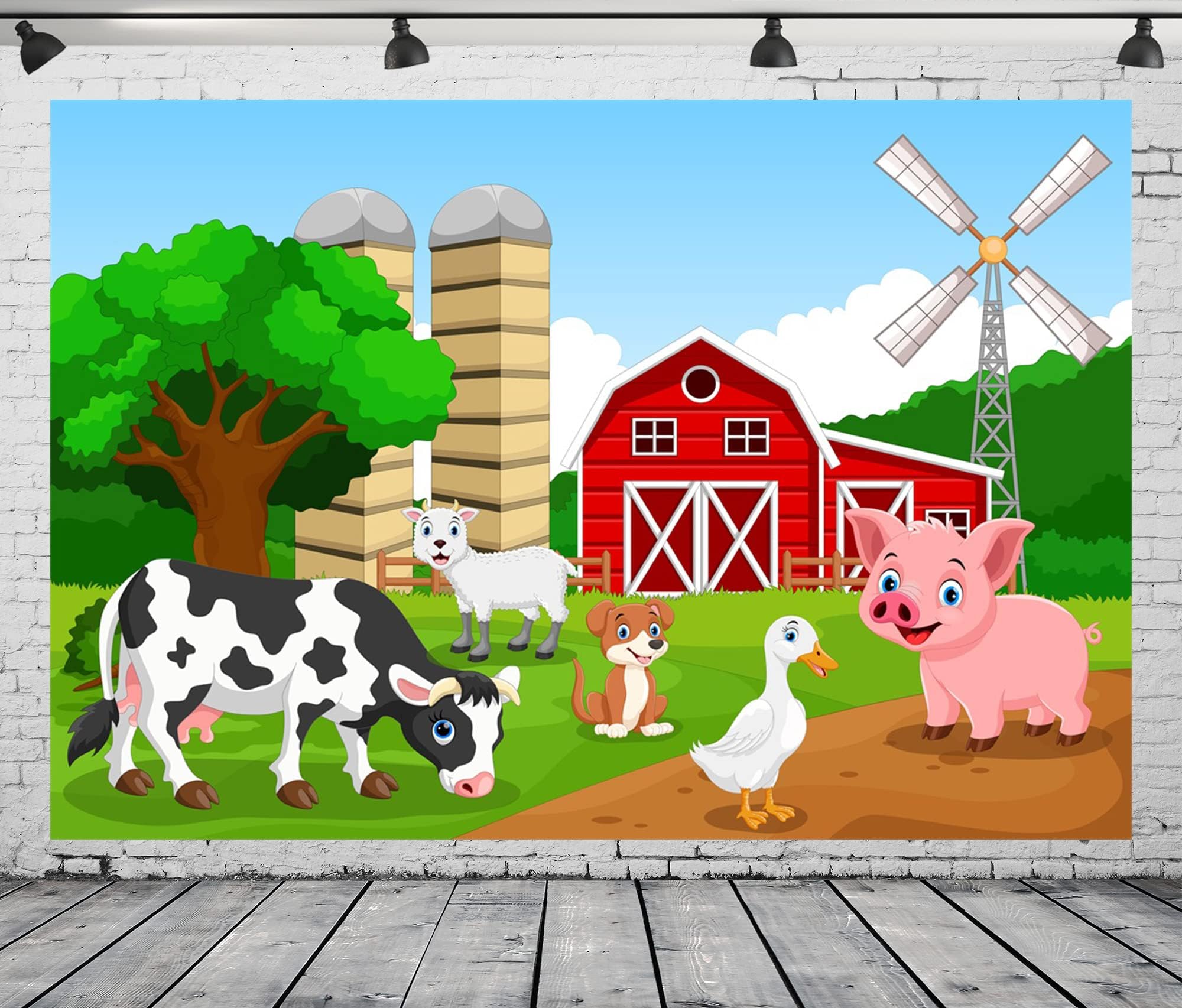 Amazon.com : Avezano Farm Animals Backdrop Red Barn Farmhouse Birthday ...