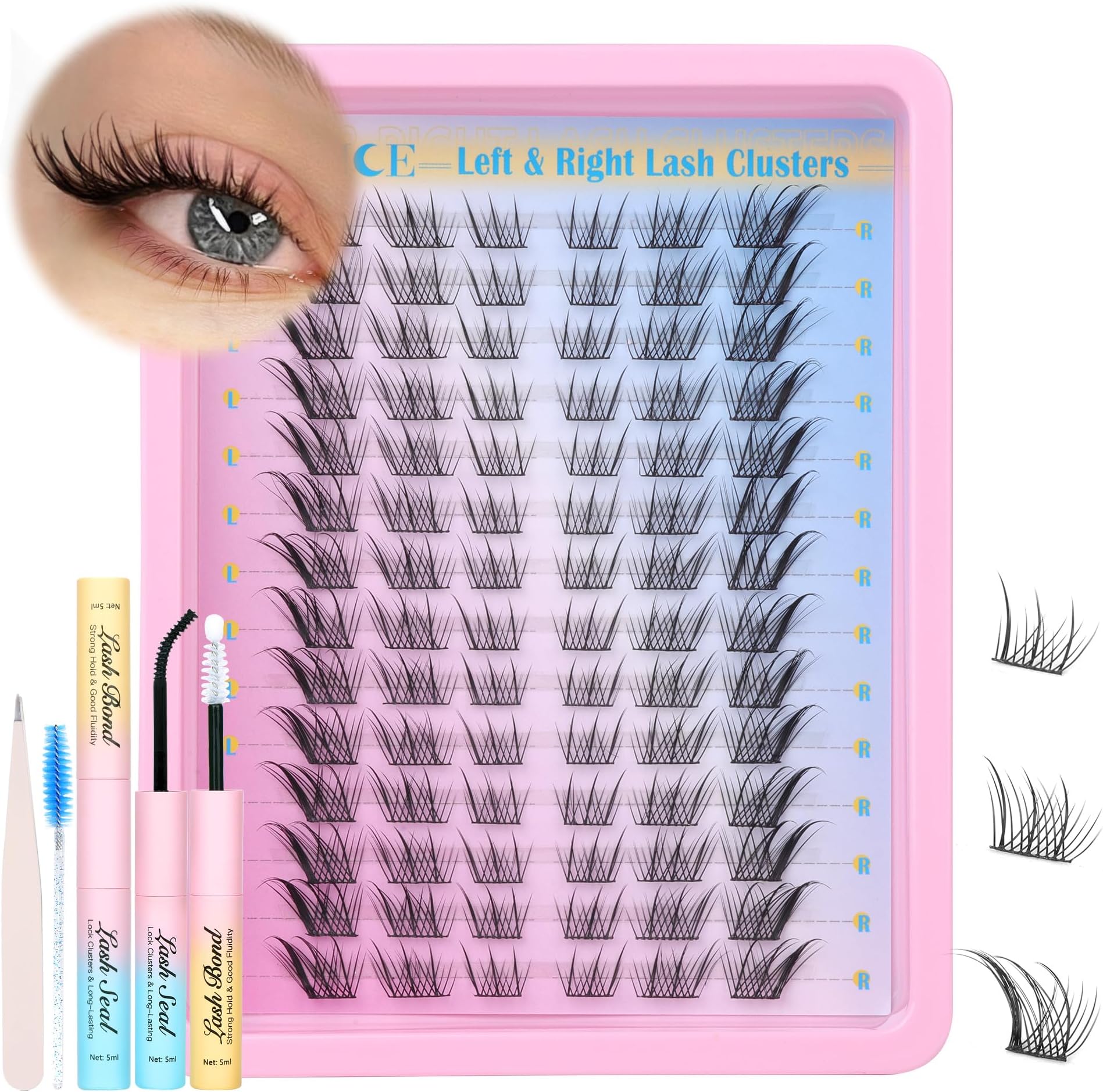 Amazon.com: ALICE Natural Lash Cluster Kit Left & Right DIY Lash ...