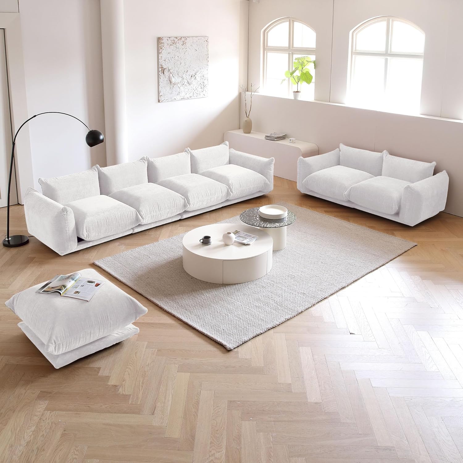 Sofá modular en forma de L, sofás modulares minimalistas de chenilla ...