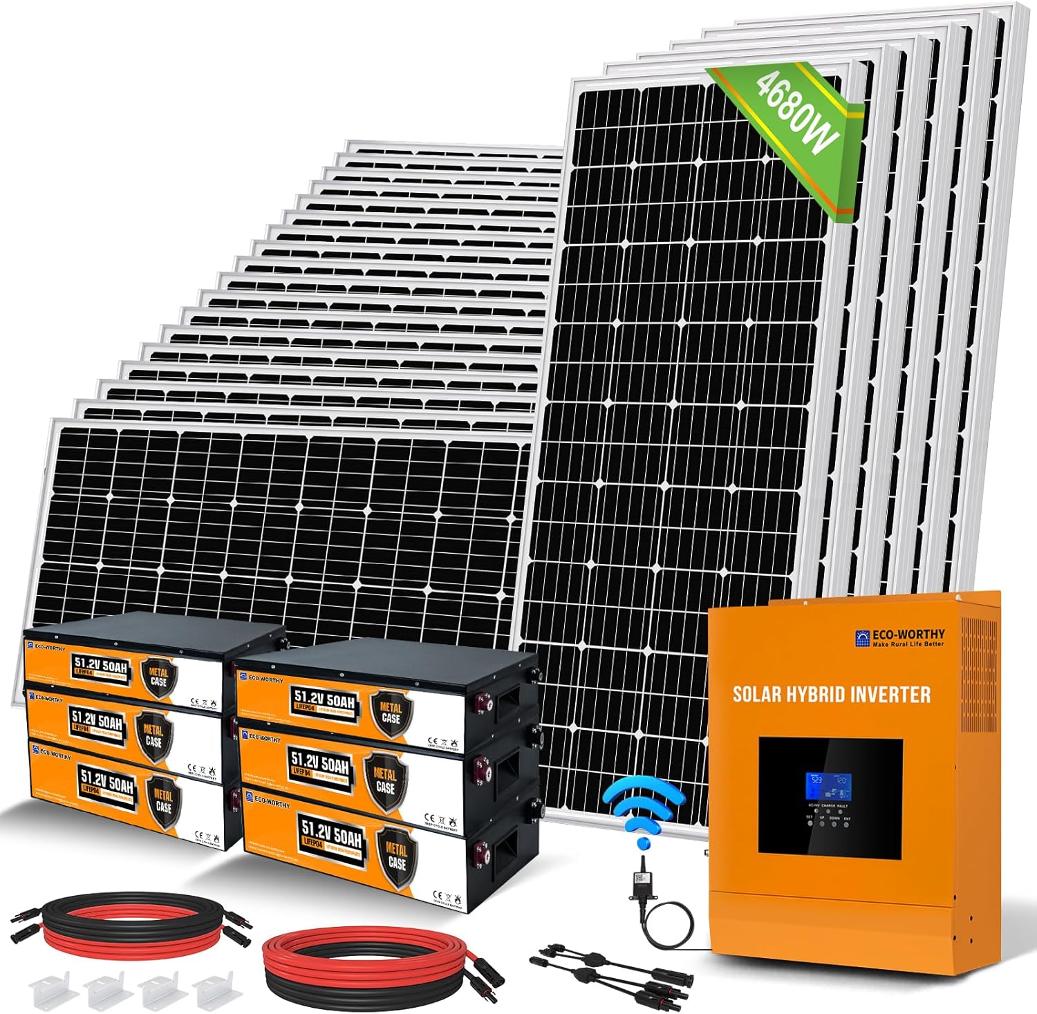 Amazon.com : ECO-WORTHY 4680Watt 18.7KWH 48V Off Grid Solar System ...