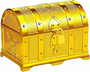 Plastic Pirate Treasure Box for Party Decorations, Gold Coins, Fake ...