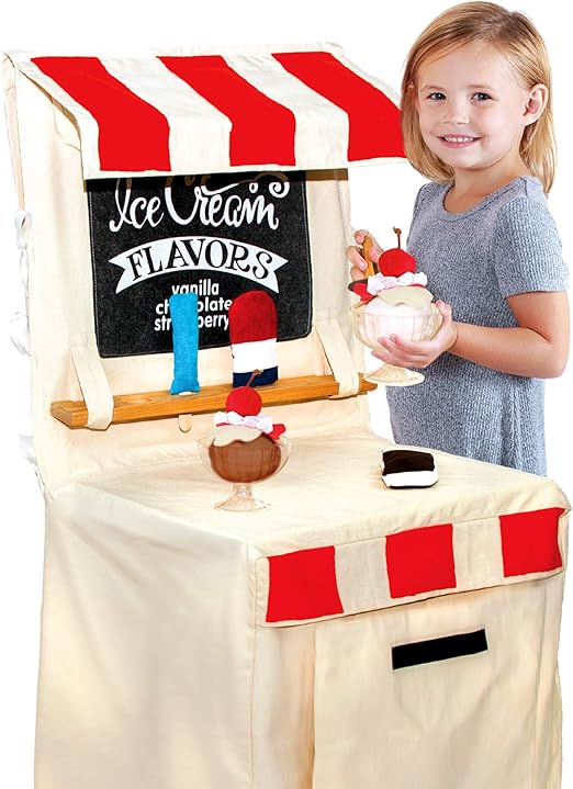 Amazon.com: PopOhVer Ice Cream Shop Set - Pretend Play Fabric Ice Cream ...