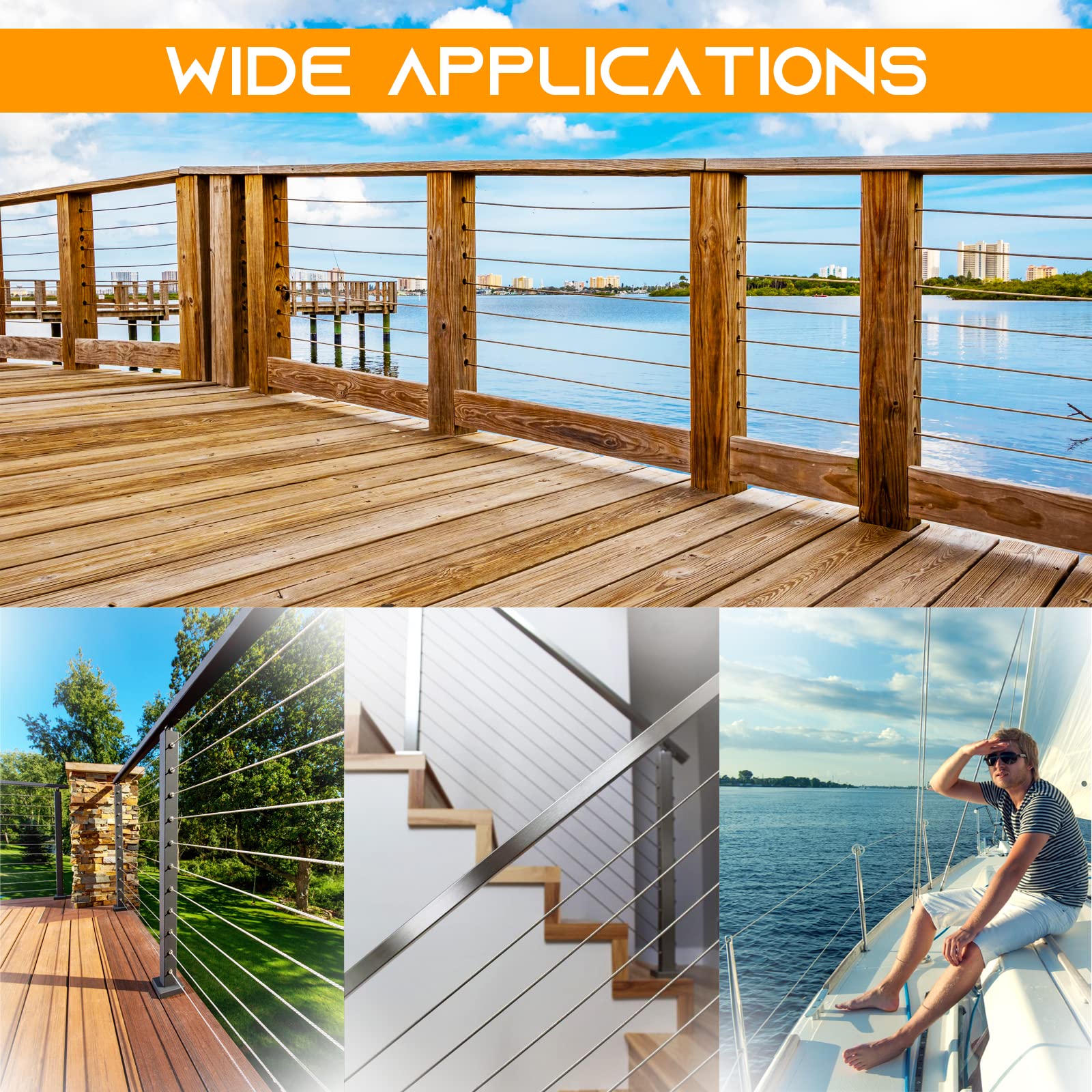 Snapklik.com : Stainless Steel Cable 3/16 Inch, 1 X 19 Strands ...