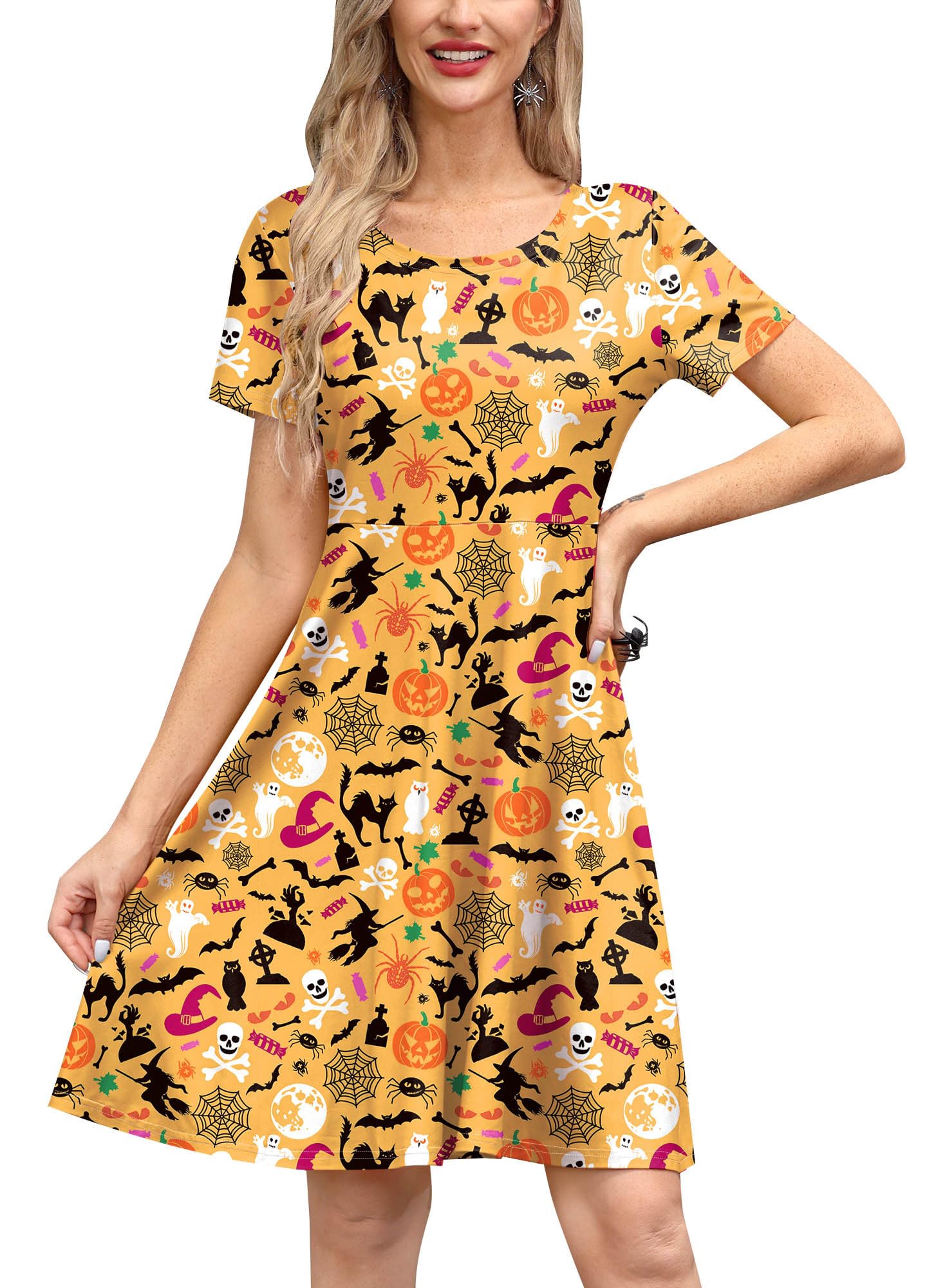 1 x Brand New For G and PL Halloween Women s A Line Round Neck Fancy P ...