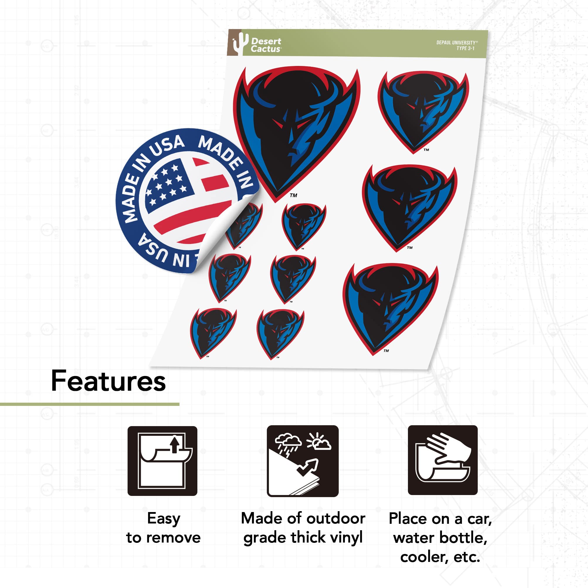 Texas Longhorns DePaul University Stickers Blue Demons DIBS Mascot ...