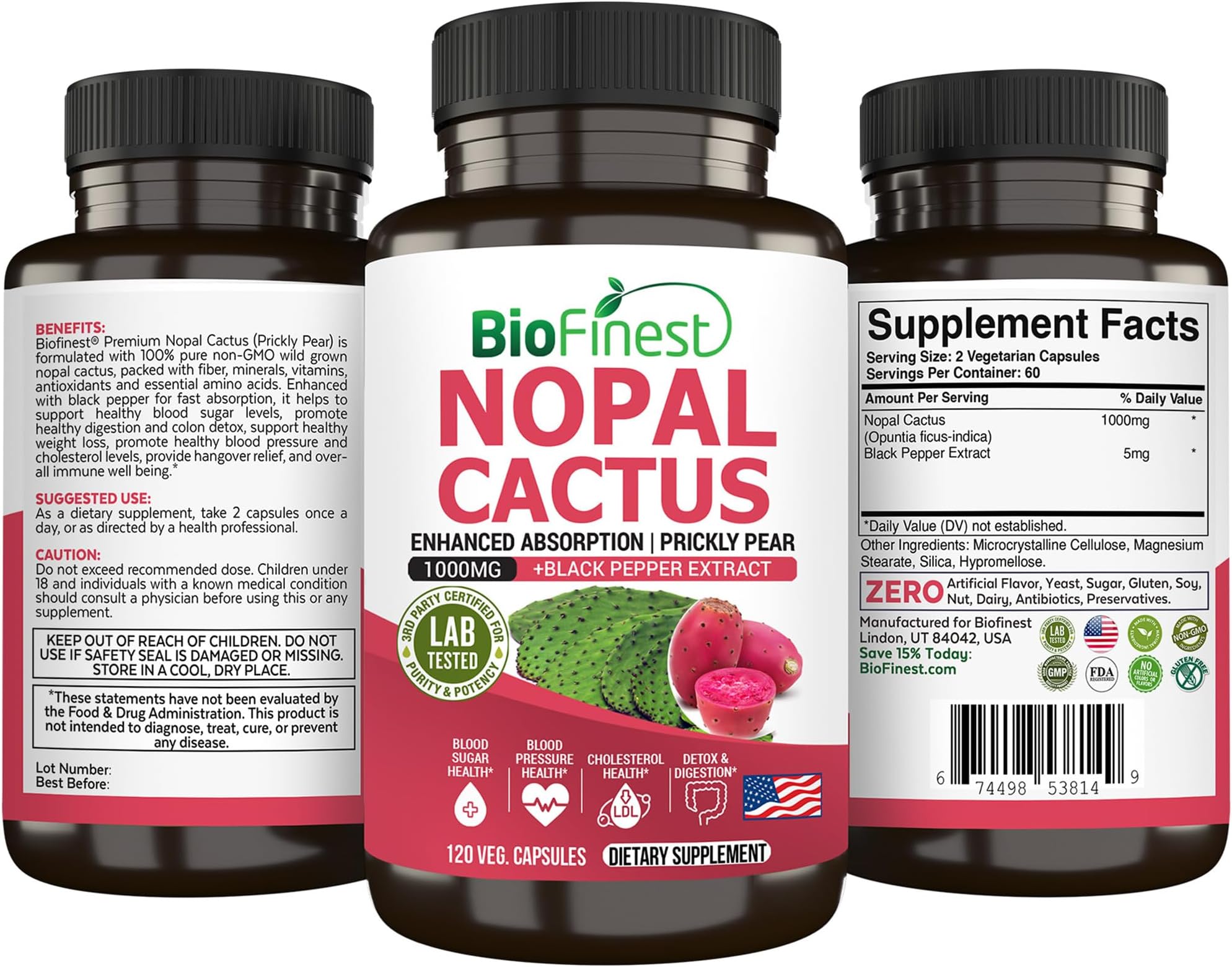 Amazon.com: Piping Rock Nopal Cactus Capsules 1950mg | 180 Count ...