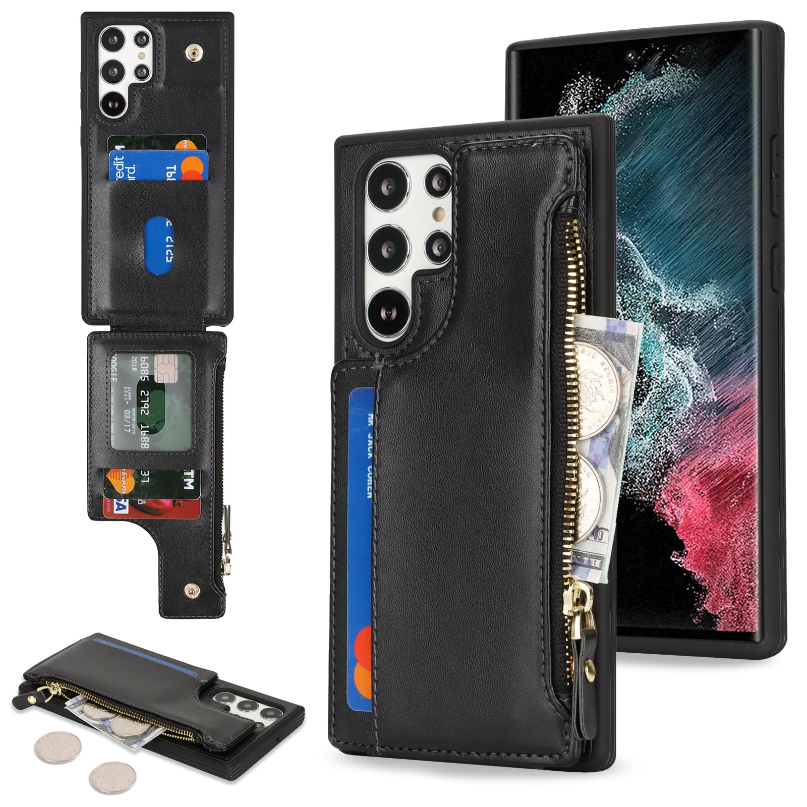 SailorTech for Samsung Galaxy S22 Ultra Phone Case with Credit Card Holder for Men, Galaxy S22 ...